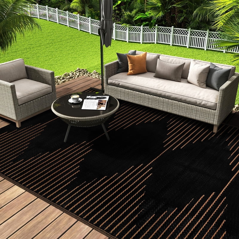 Aonewoe Outdoor Rug 5x8 Waterproof Reversible Plastic Straw Camping ...