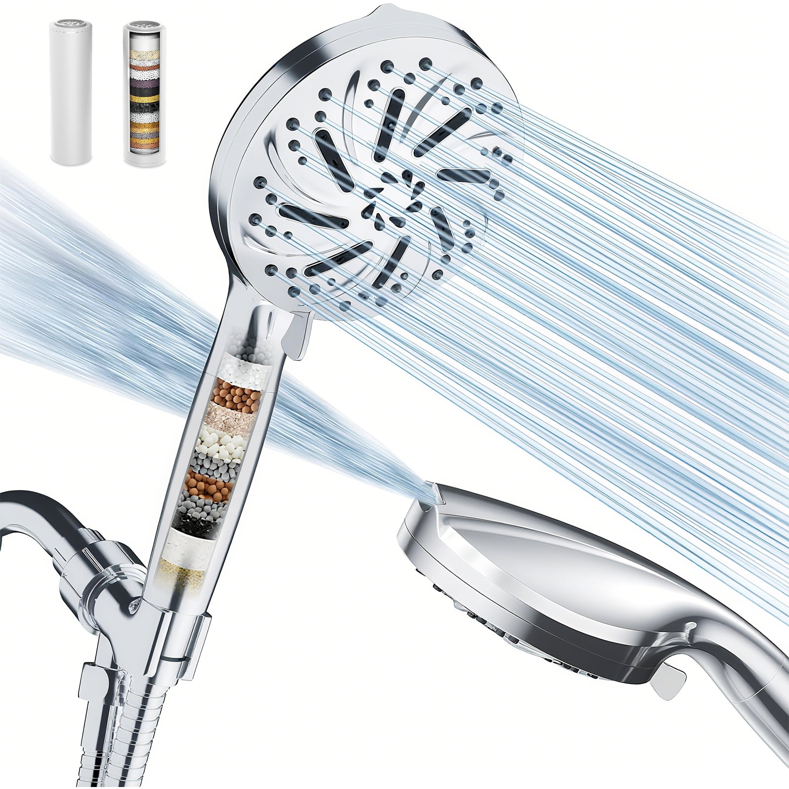 Aonhom Filtered Shower Head with Handheld, High Pressure 10 Spray Mode ...