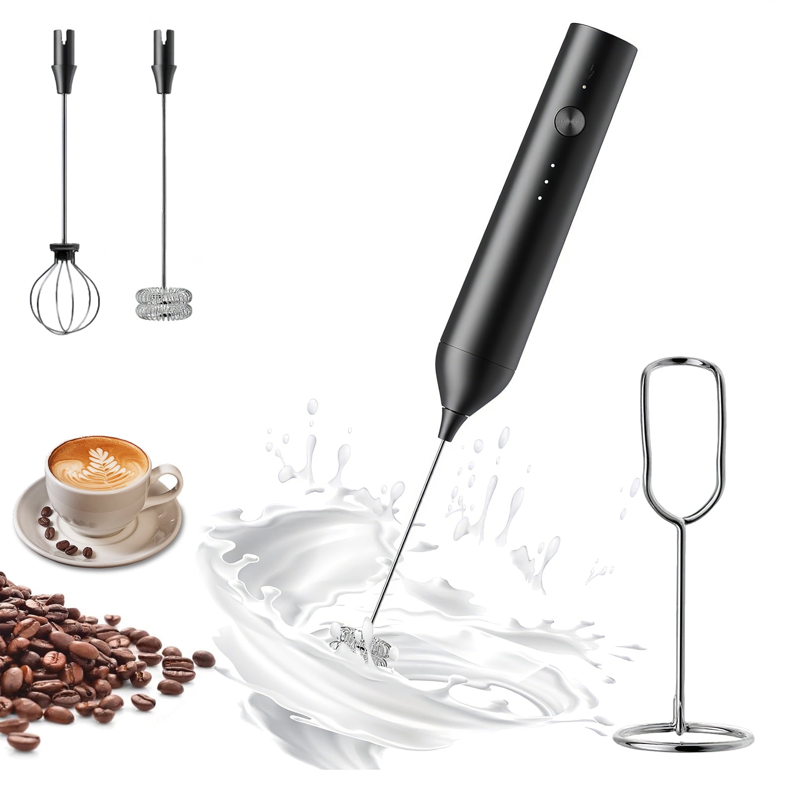 Aonhom, Rechargeable Milk Frother, Handheld Electric Foam Maker, Black ...