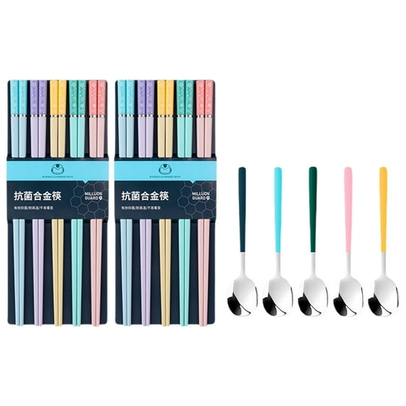 Aonity Alloy Chopsticks Spoon， Chopsticks Set Pairs Reusable Plastic ...