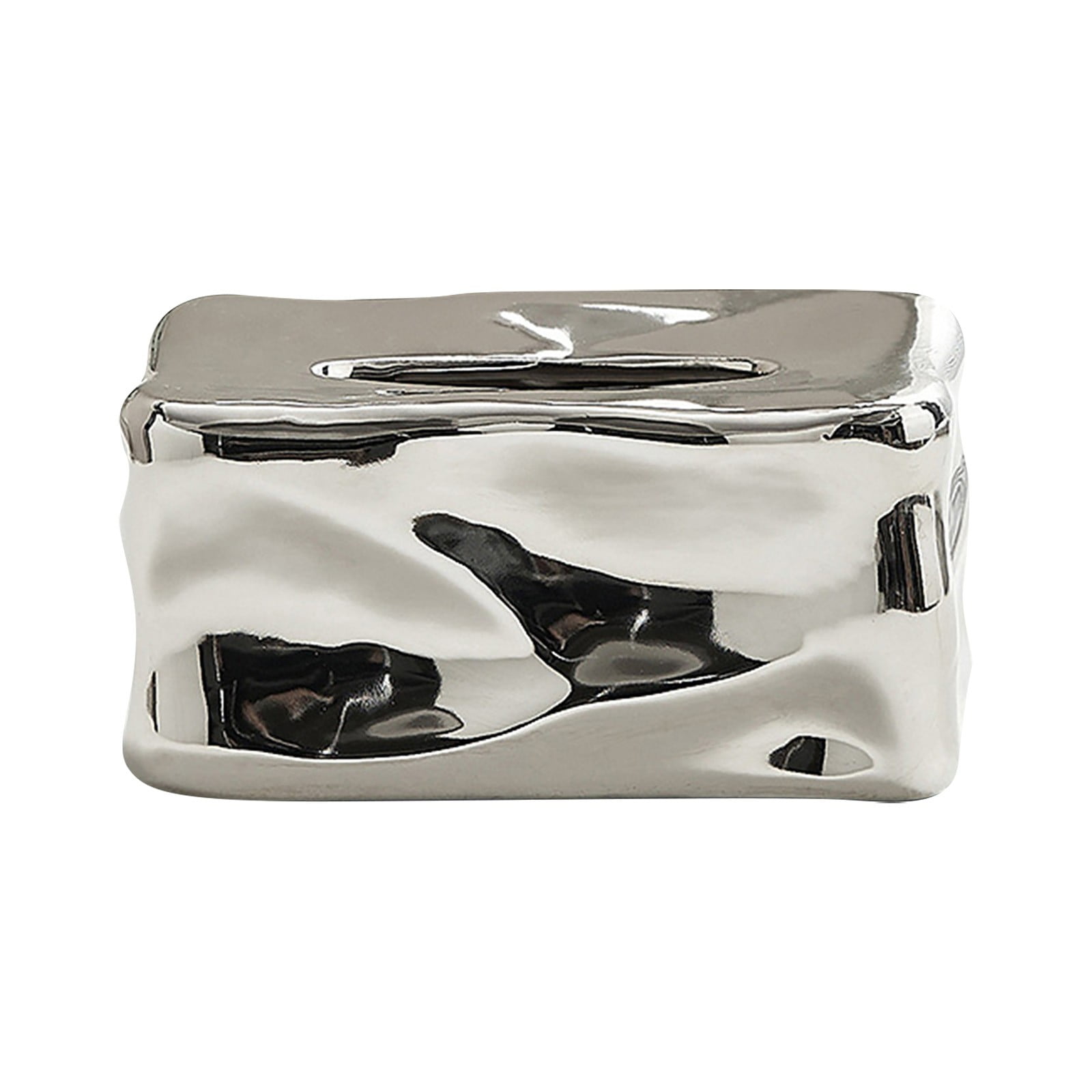 Aonity Ceramic Tissue Box Silver， Tissue Box Cover Napkin Holder Square ...