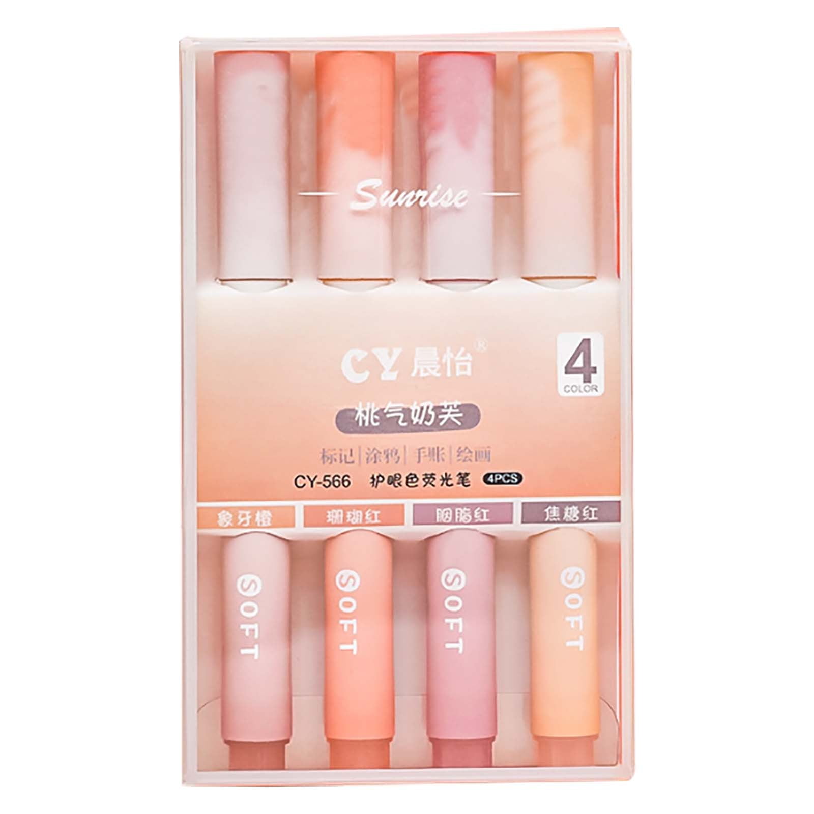 Aonity Marker Pen Peach Milk Puff， 4 Highlighters Assorted Colors ...