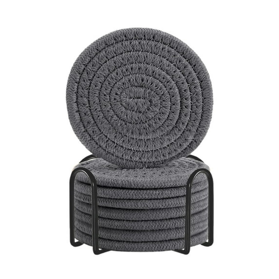 Aonity a Set of 8 Placemats + One Metal Rack， Cotton Rope Woven Meal ...