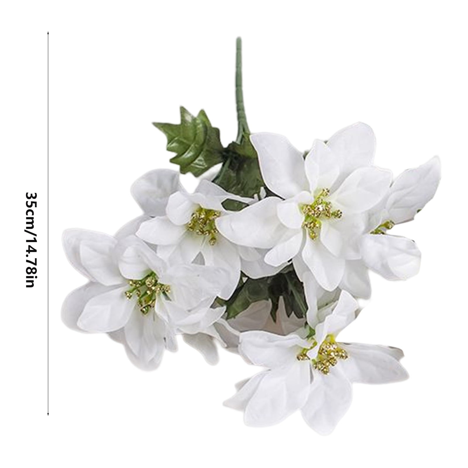 Aonity Six-Head Christmas Simulation Bouquet Props White, Bushes for ...