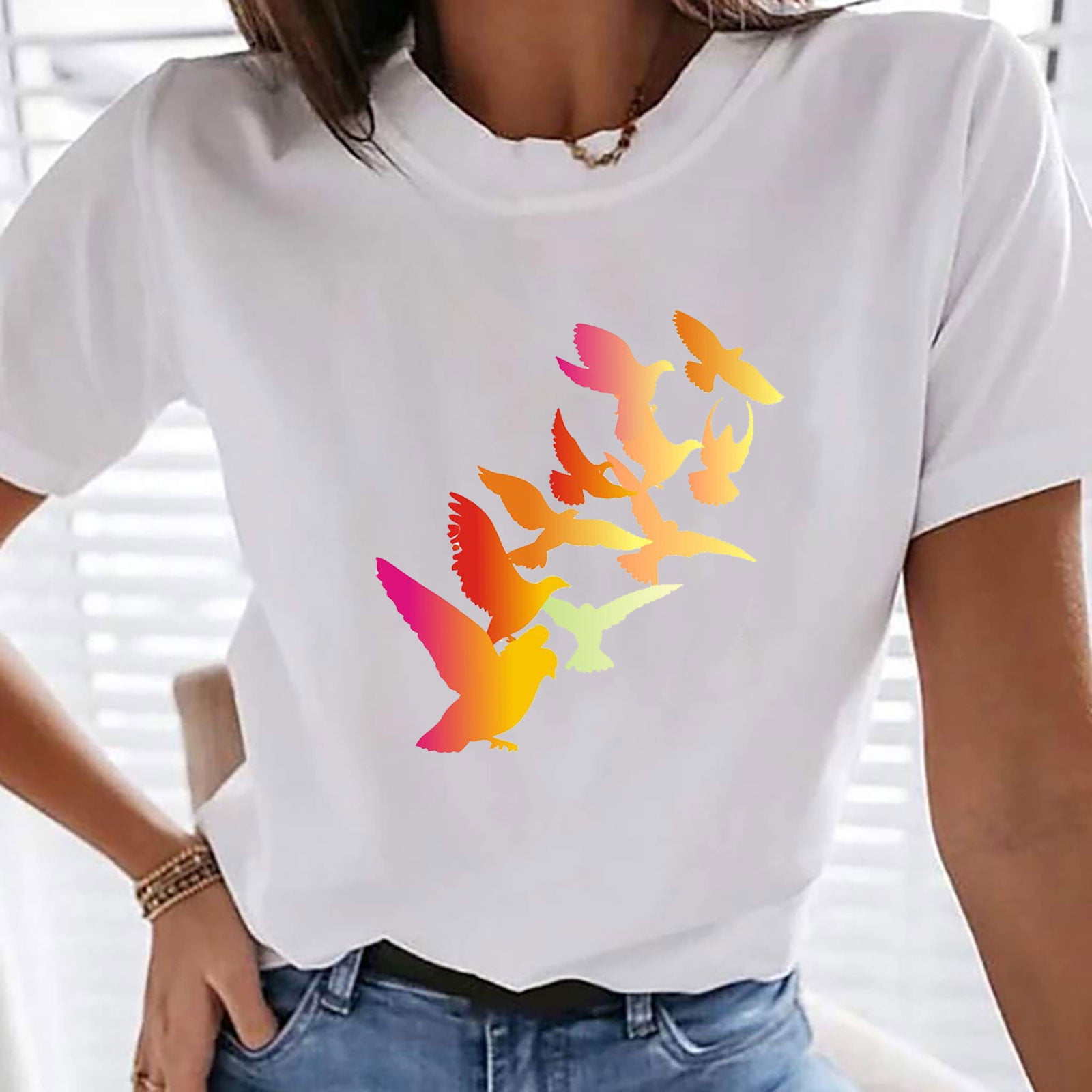 Aoochasliy Clothes Womens Blouses, Women's Summer Vintage Printed ...