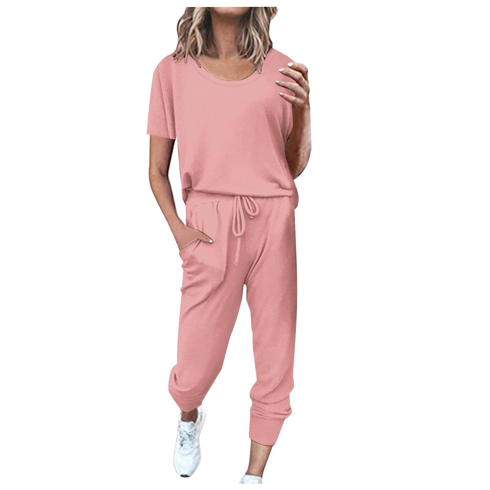 Aoochasliy Sweat Suits for Womens 2 Piece Clothes 2Pc Women Pure Color ...