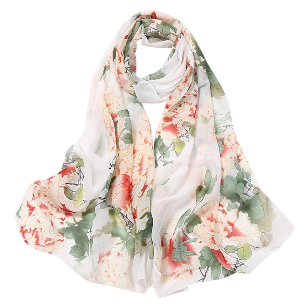 Aoochasliy Winter Scarfs Women Flower Print Long Soft Wrap Scarf ...