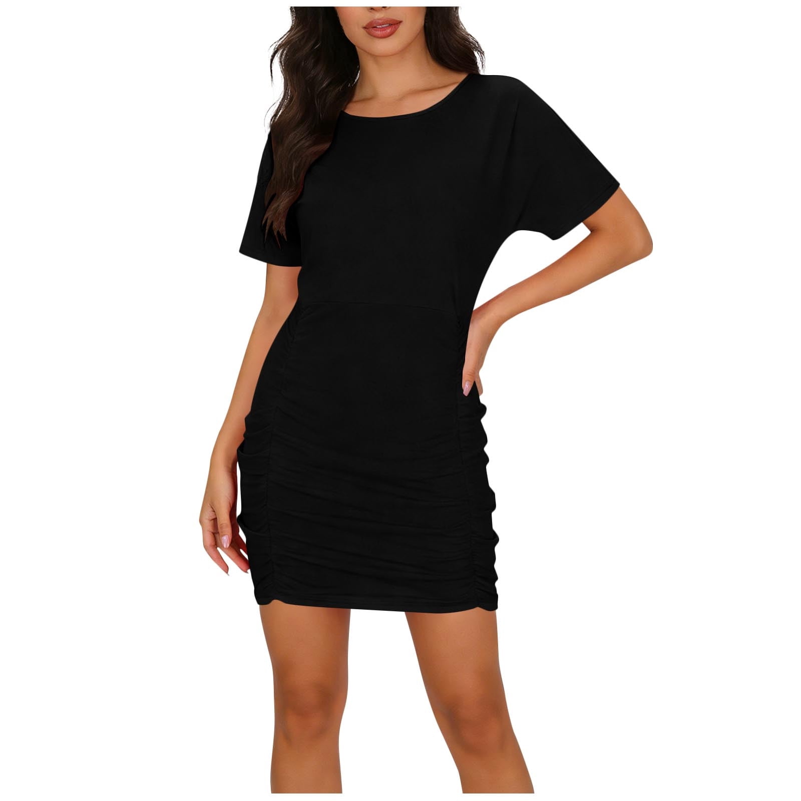 Aoochasliy Women Batwing Sleeve Short Hip Hugging Dress Slim Waist ...