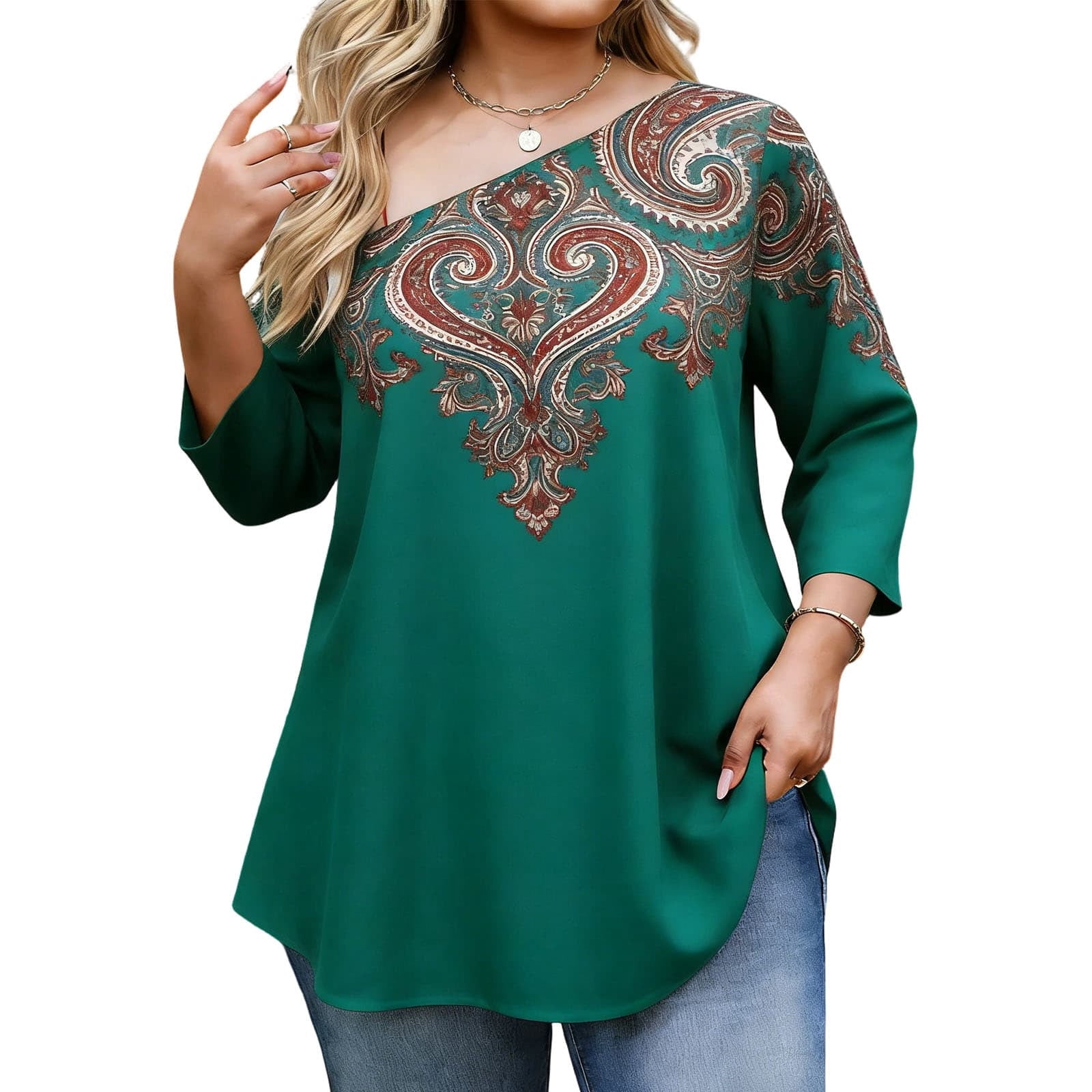 Aoochasliy Women Plus Size Court Style Hollow Out Round Neck Top with ...