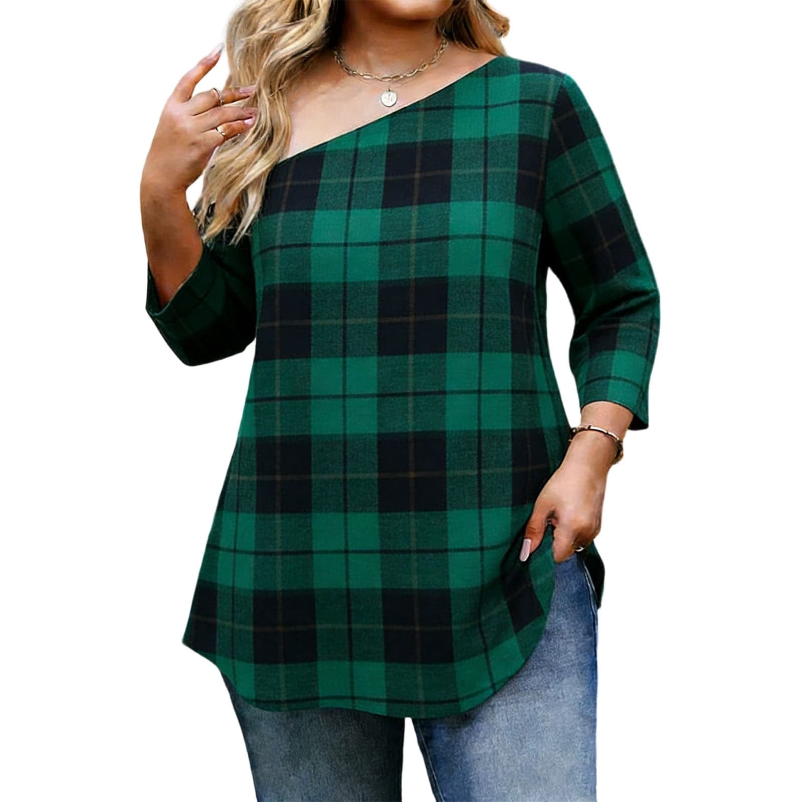 Aoochasliy Women Plus Size Court Style Hollow Out Round Neck Top with ...