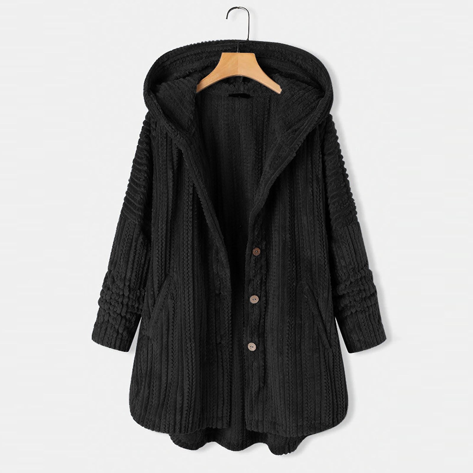 Aoochasliy Women's Plus Size Coats Winter Outerwear Button Pockets High ...