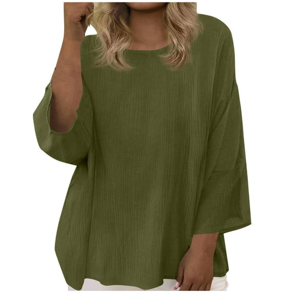Aoochasliy Women's Plus Size Loose Top Fashion Double Wrinkle Imitation ...