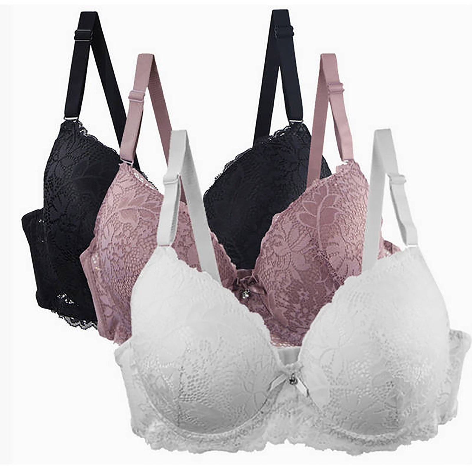 Aoochasliy Women's Plus Size Seamless Push Up Bra Sheer Comfortable ...