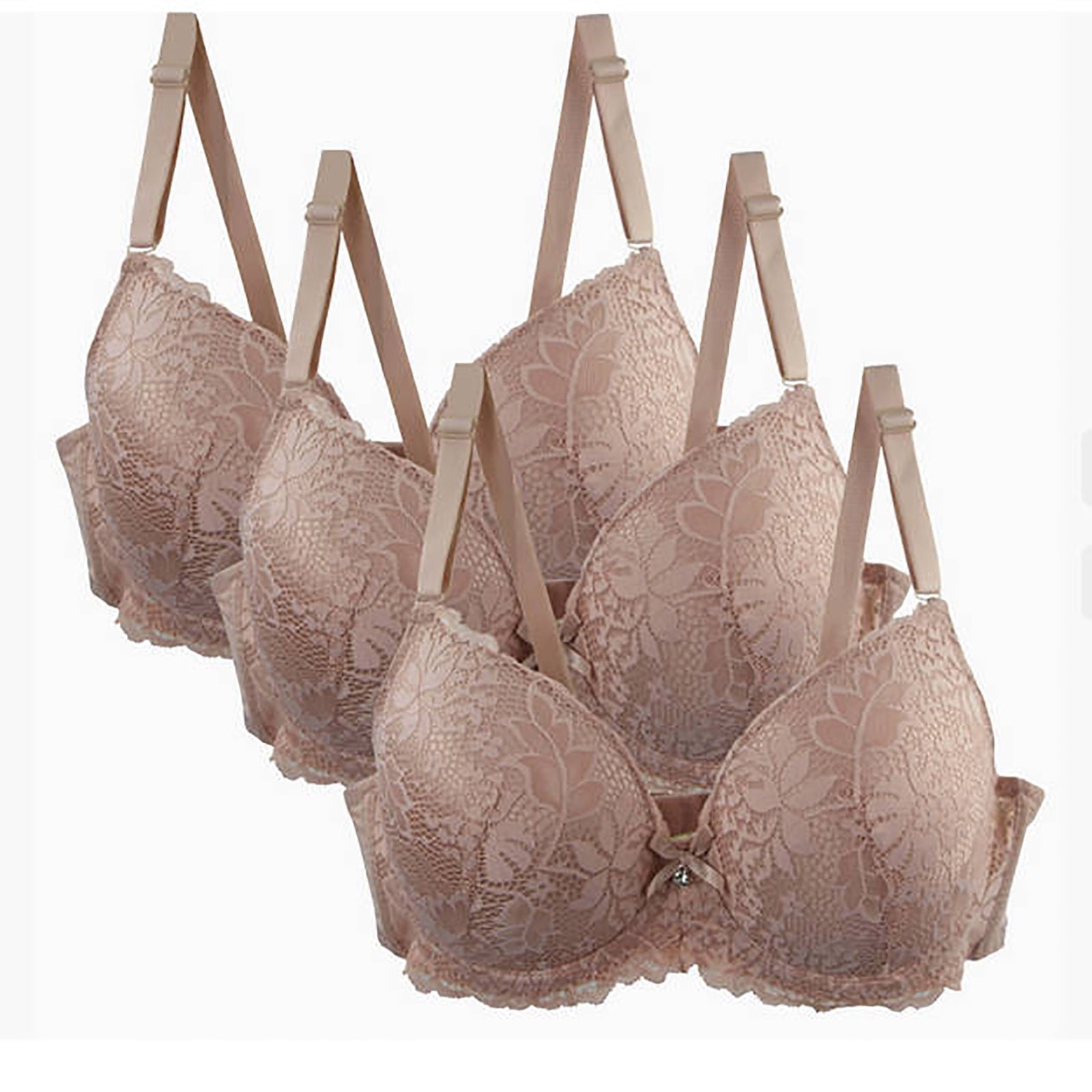 Aoochasliy Women's Plus Size Seamless Push Up Bra Sheer Comfortable ...