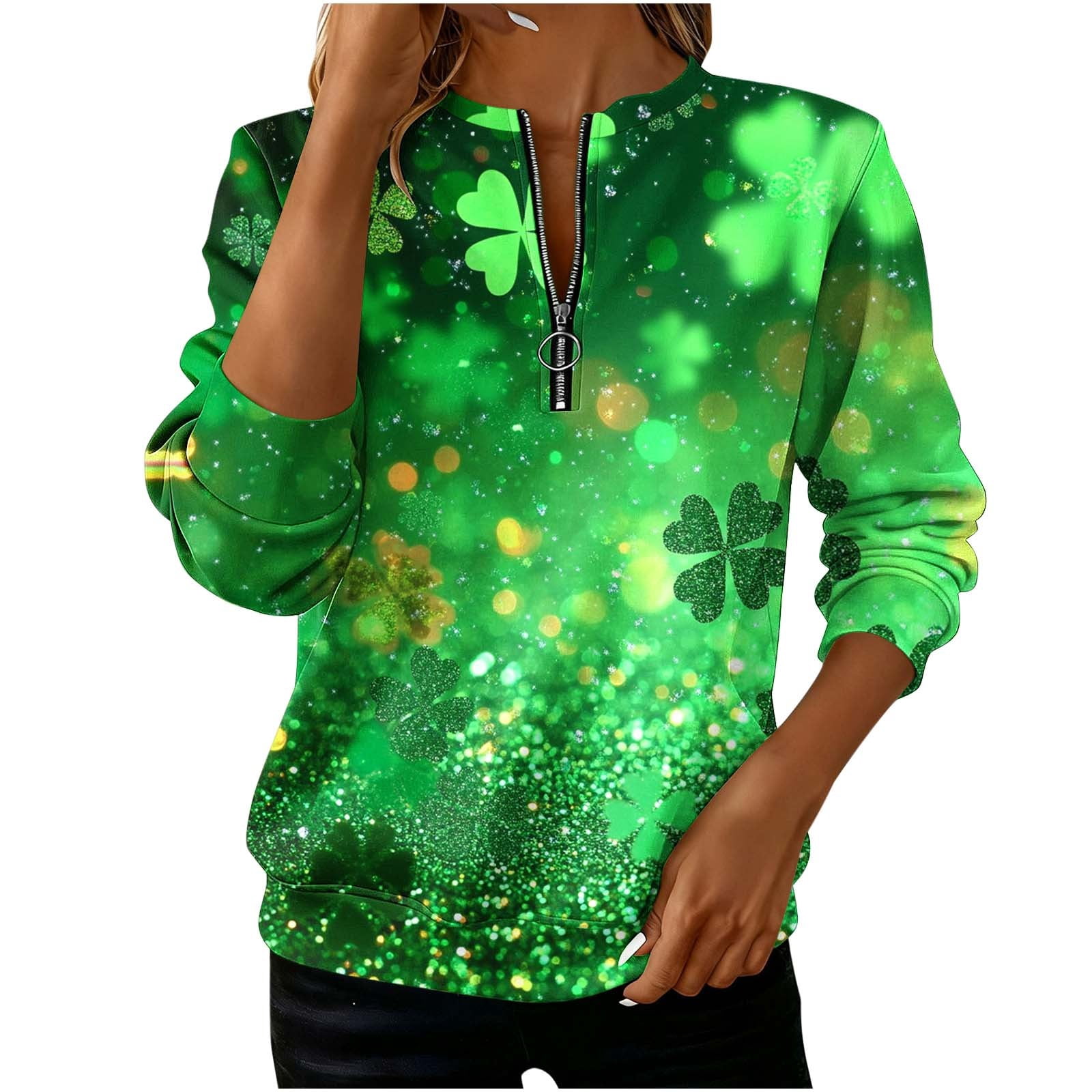 Aoochasliy Women's Sweatshirt St. Patrick's Day Printed Crewneck Long ...