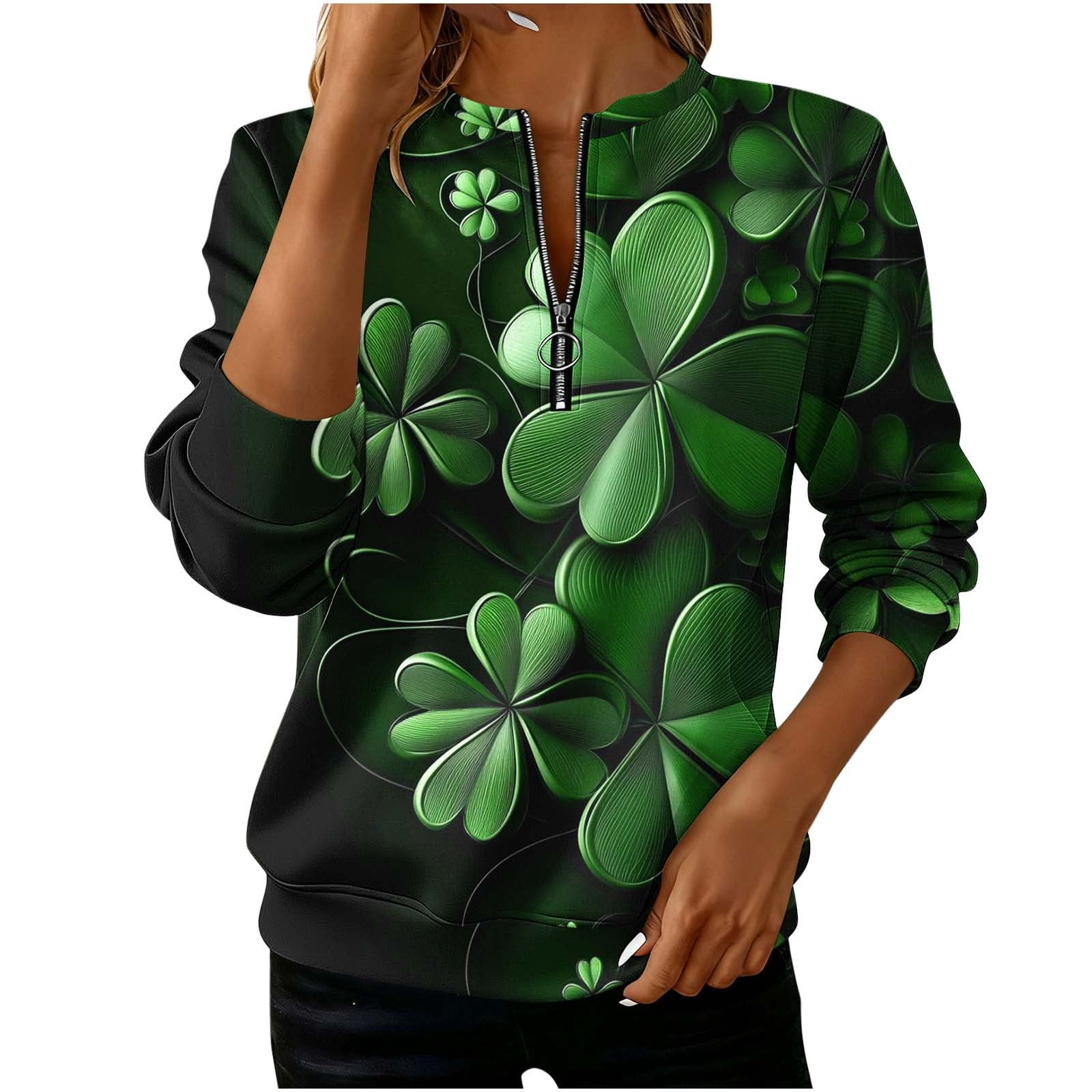 Aoochasliy Women's Sweatshirt St. Patrick's Day Printed Crewneck Long ...