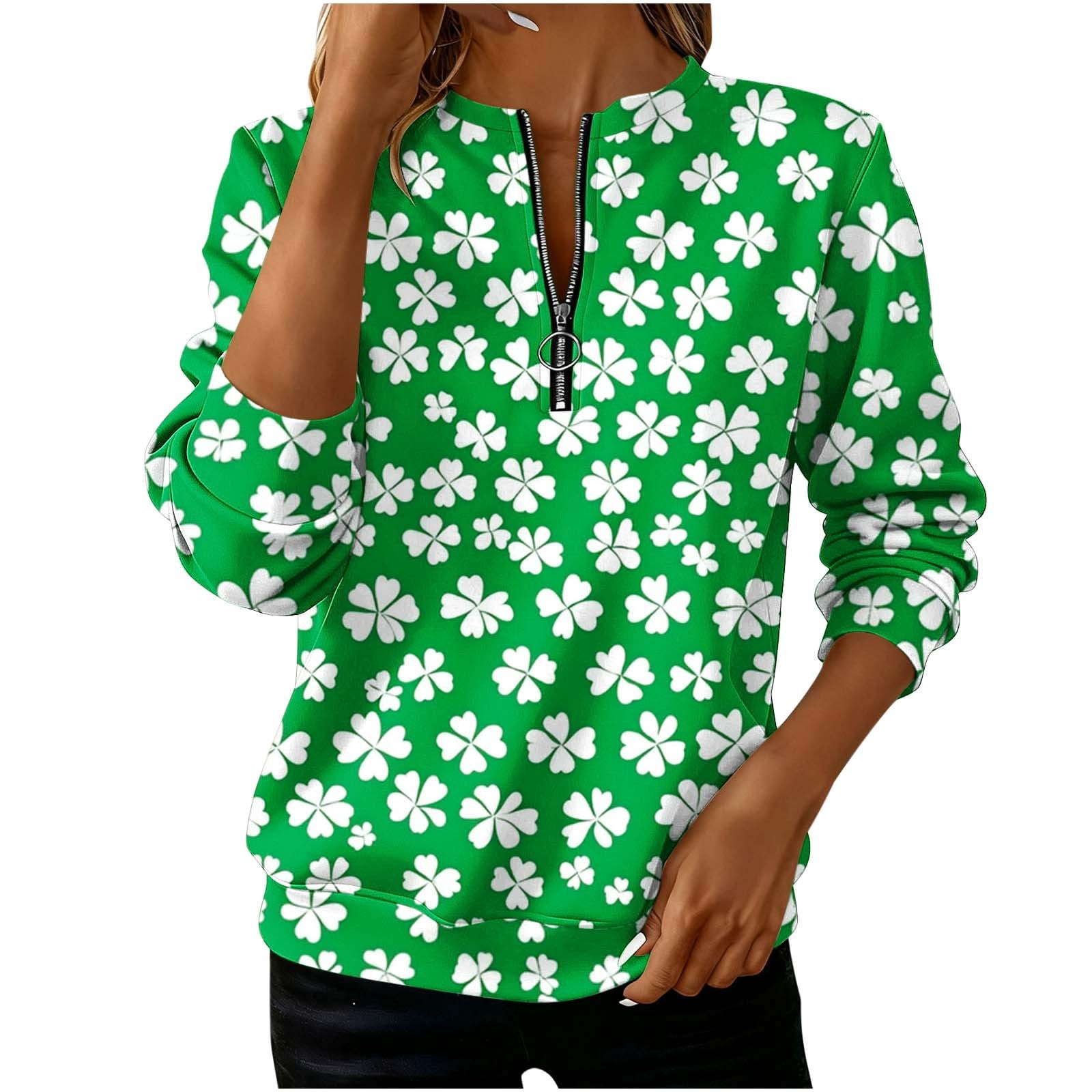 Aoochasliy Women's Sweatshirt St. Patrick's Day Printed Crewneck Long ...