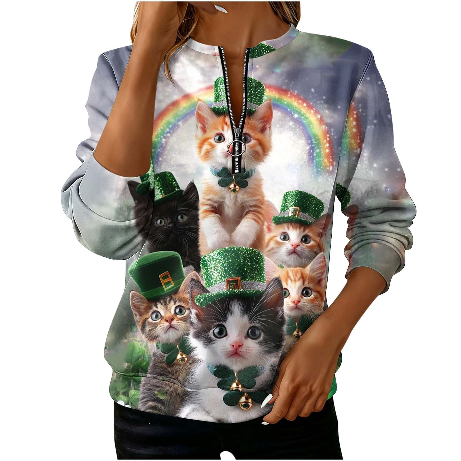 Aoochasliy Women's Sweatshirt St. Patrick's Day Printed Crewneck Long ...