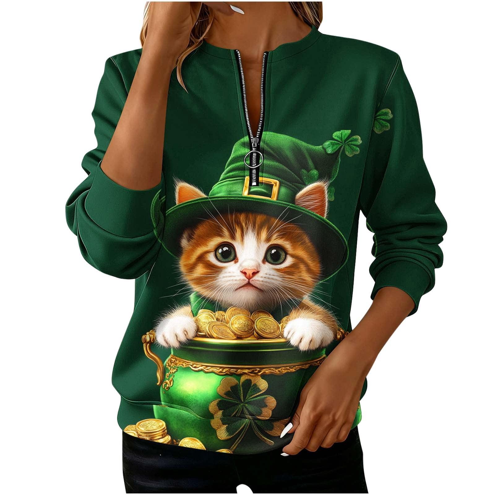 Aoochasliy Women's Sweatshirt St. Patrick's Day Printed Crewneck Long ...