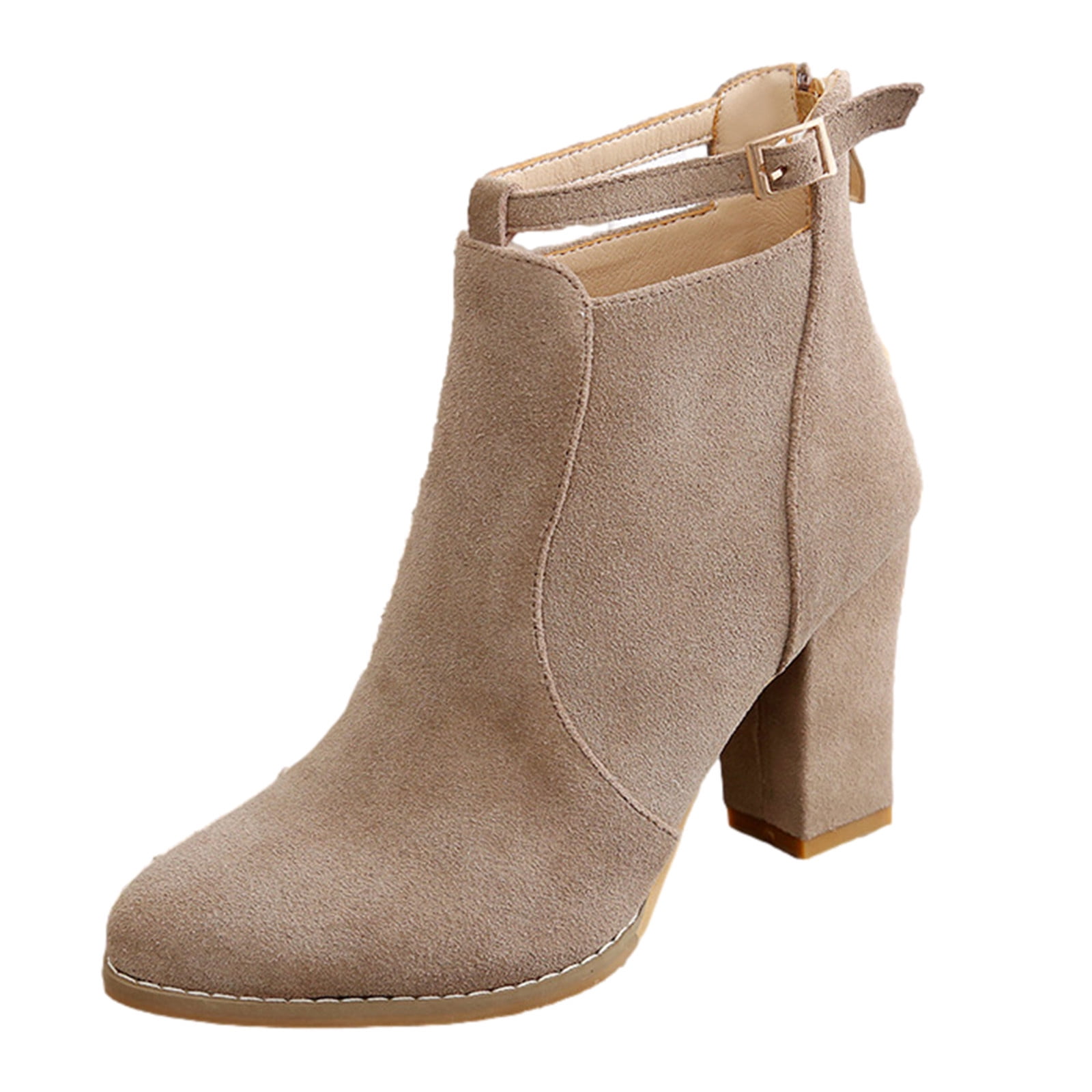 Aoochasliy Womens Shoes Boots Ankle Buckle High Heel Slip Pointed Toe ...