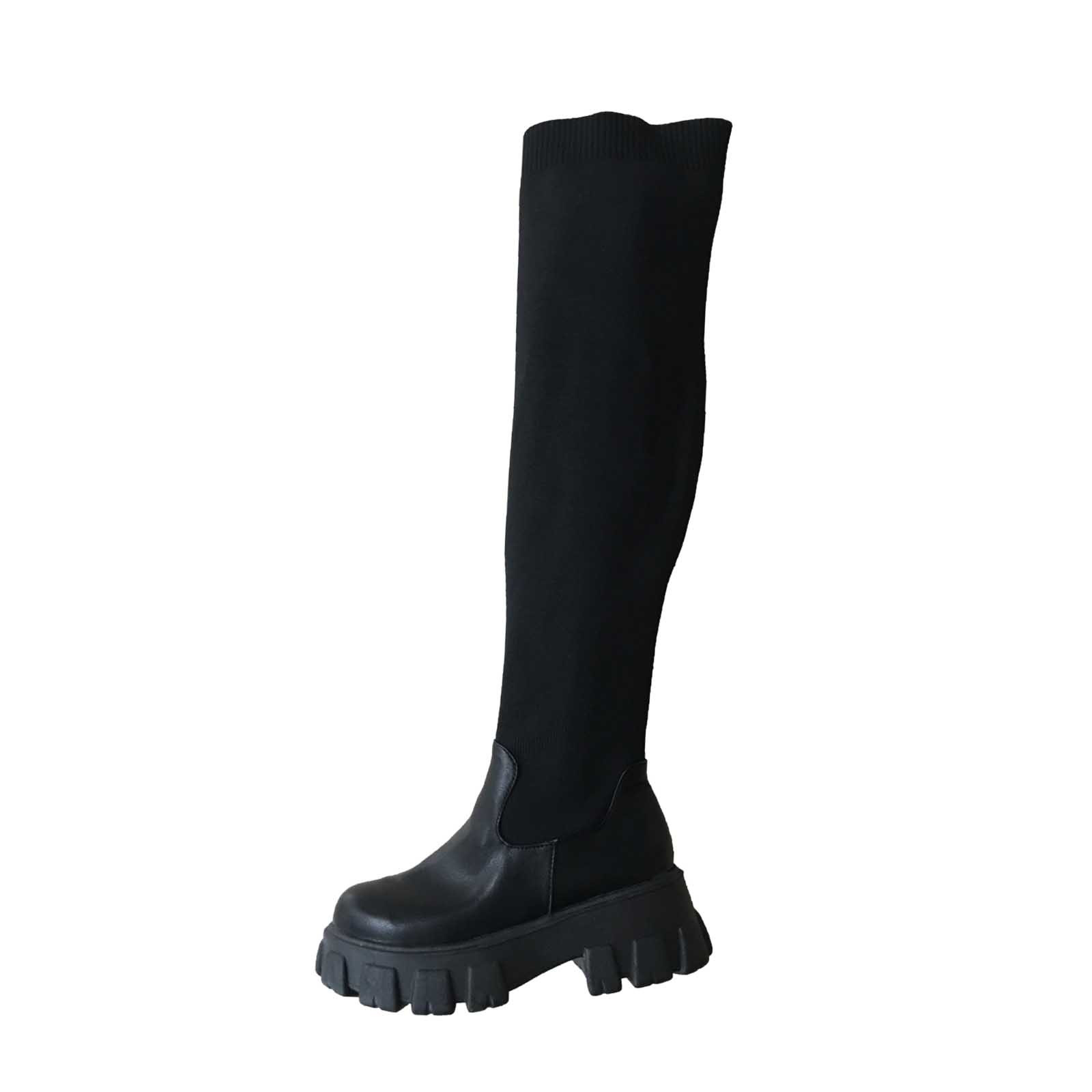 Aoochasliy Womens Shoes Boots Large Size Autumn Long Tube Low Heeled ...