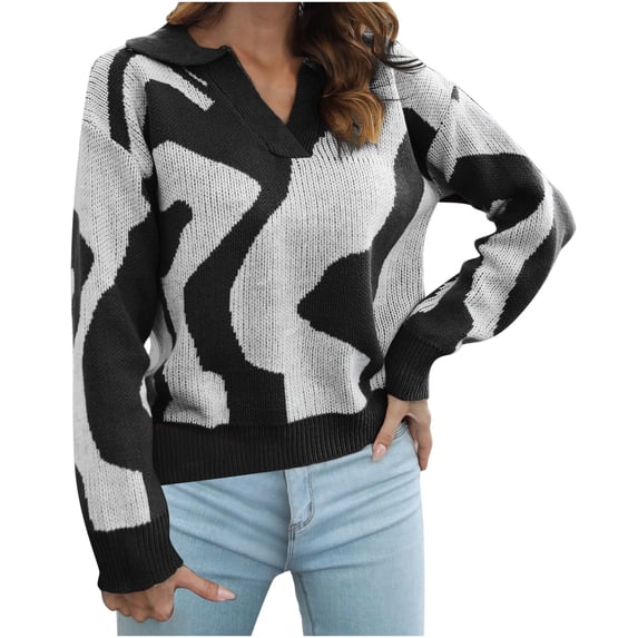 Aoochasliy Womens Sweaters Clothes Pullover Cardigan Color Matching ...