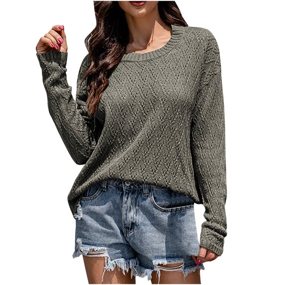 Aoochasliy Womens Sweaters Clothes Pullover Thin Cardigan Solid Color ...