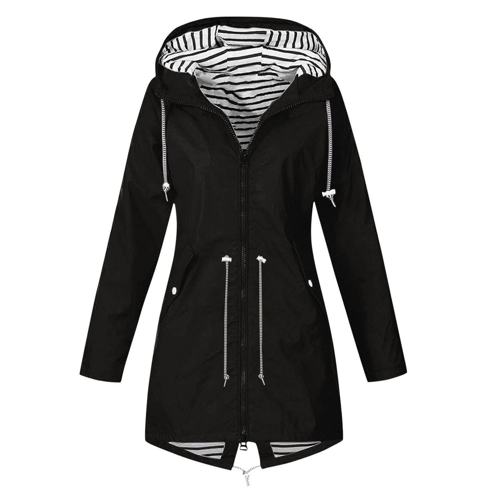 Aoochasliy Womens Winter Coat Plus Size Clothes Raincoat Long Hooded ...