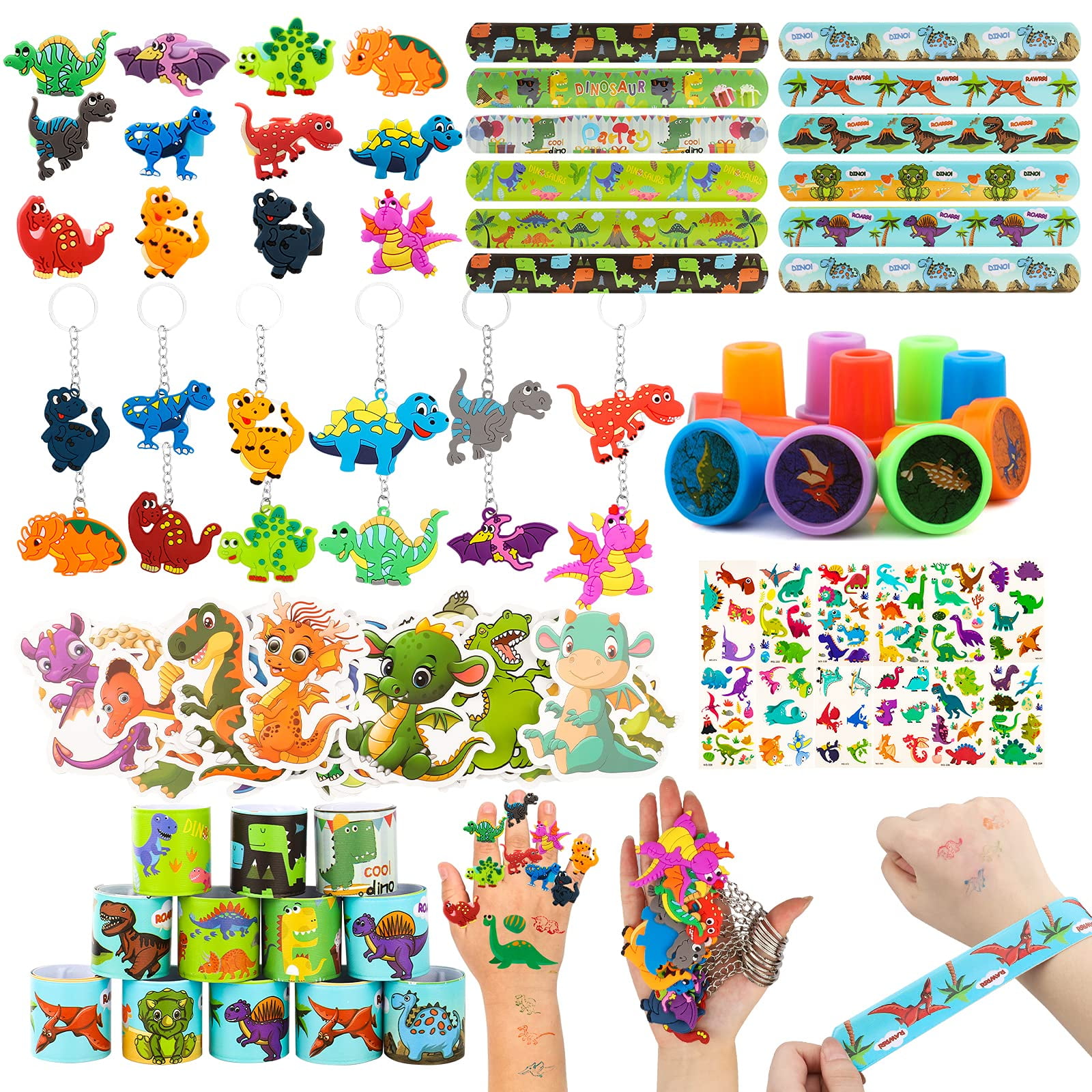 Aoocoeo 108Pcs Dinosaur Party Favors for Kids Dinosaur Party Supplies ...