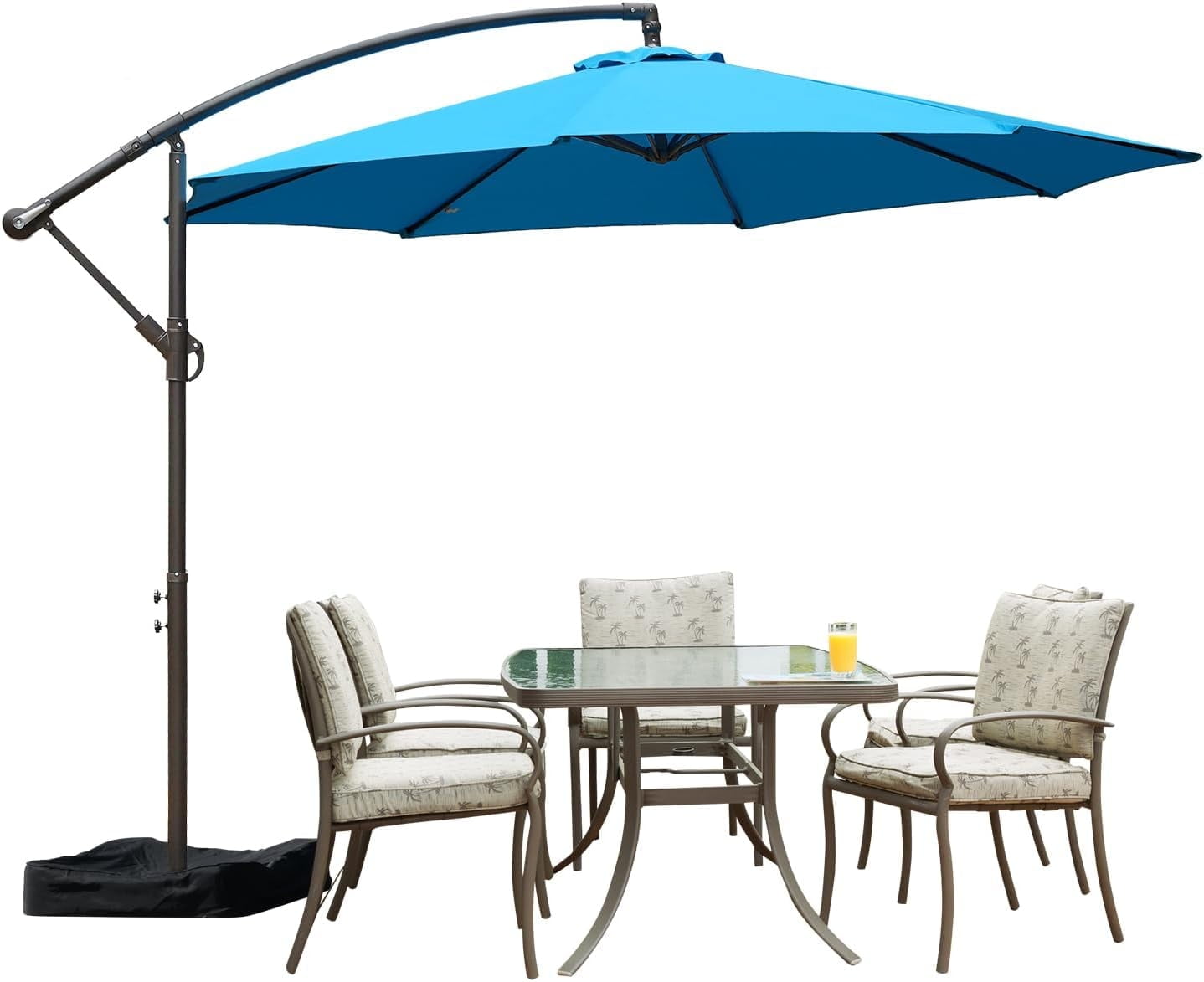 Aoodor 10Ft Offset Cantilever Hanging Patio Umbrella with Base, Outdoor ...