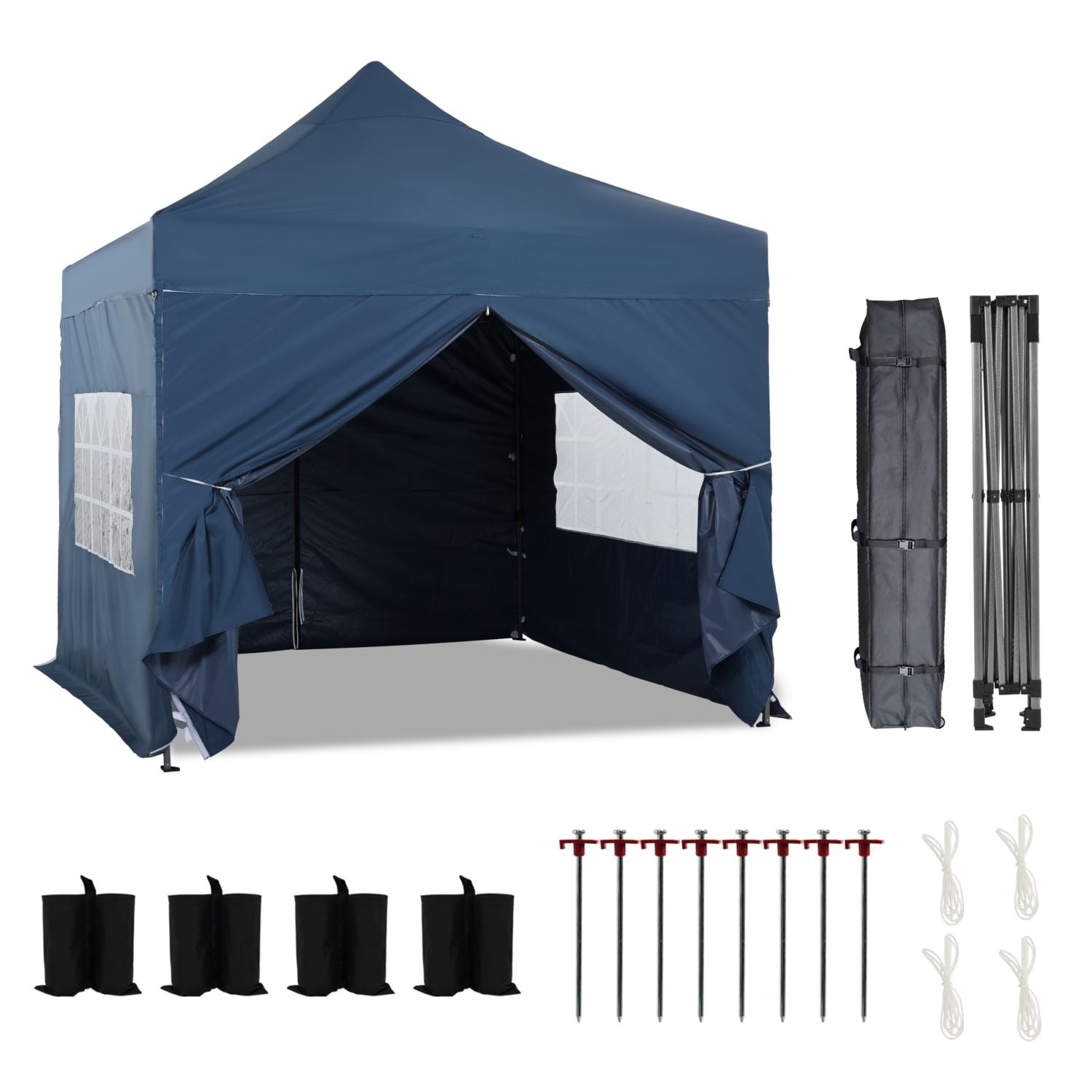 Aoodor 10x10 ft Blue Pop-up Outdoor Canopies, Adjustable Height ...