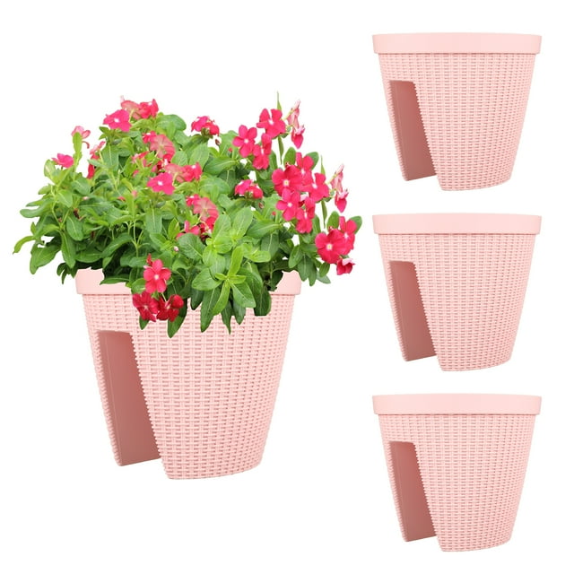 Aoodor 12" Rattan-Style Balcony Railing Planter Box with Drainage Holes ...