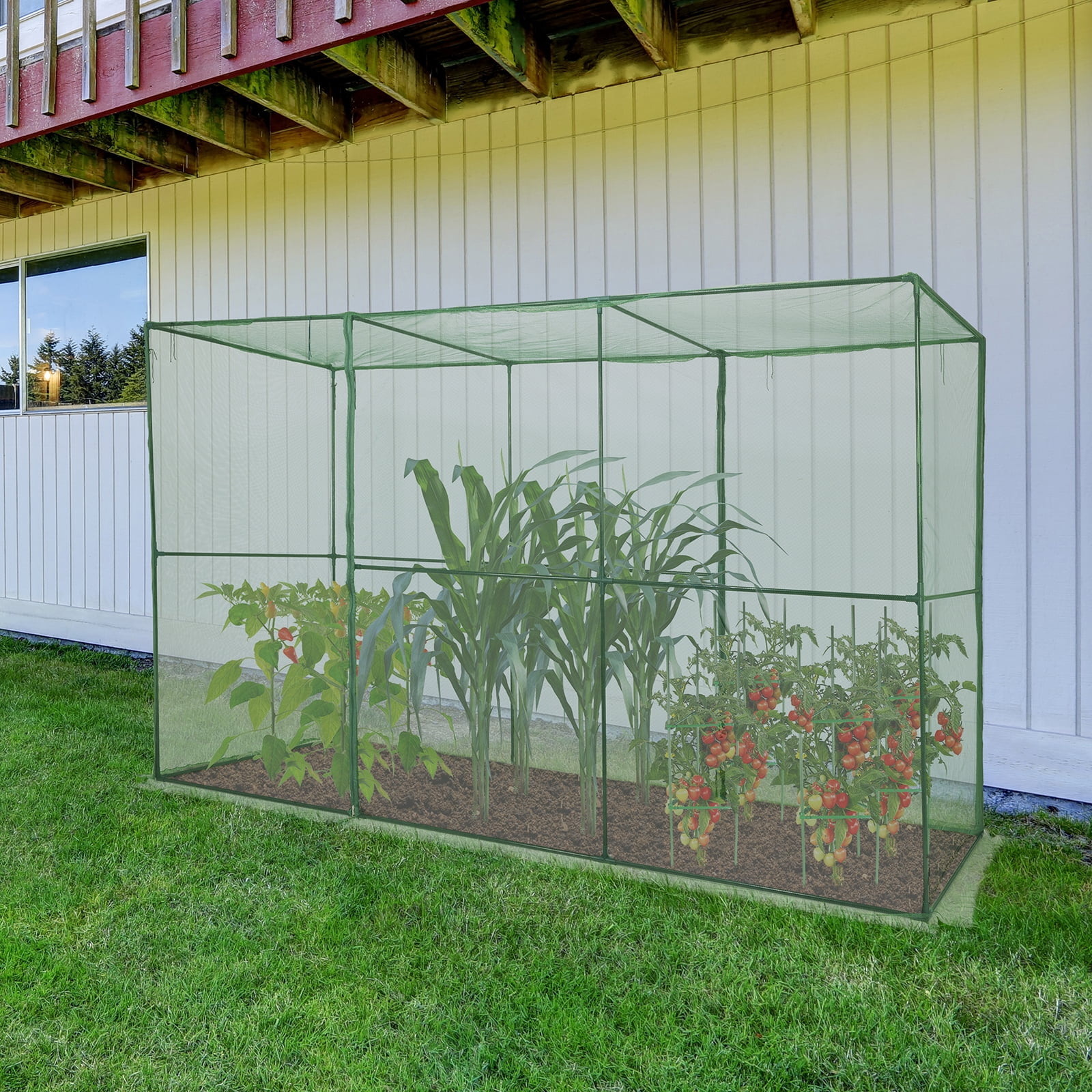 Aoodor 12'x4'x6' Crop Cage Plant Protection Netting Tent with Zipper ...