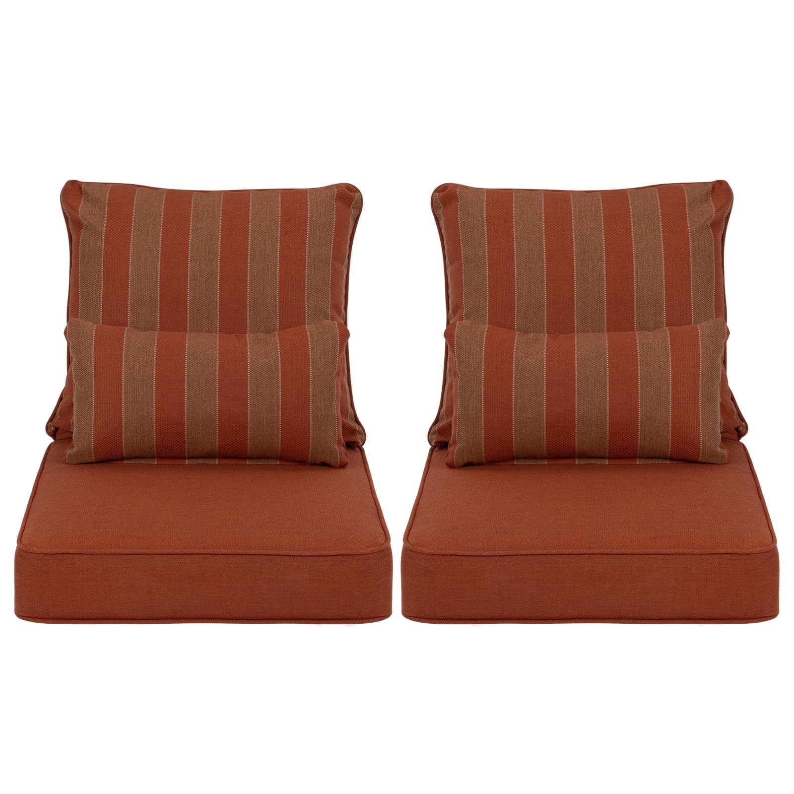 Aoodor 24"x24" Wine Red Stripe Outdoor Deep Seat Chair Cushion Set ...