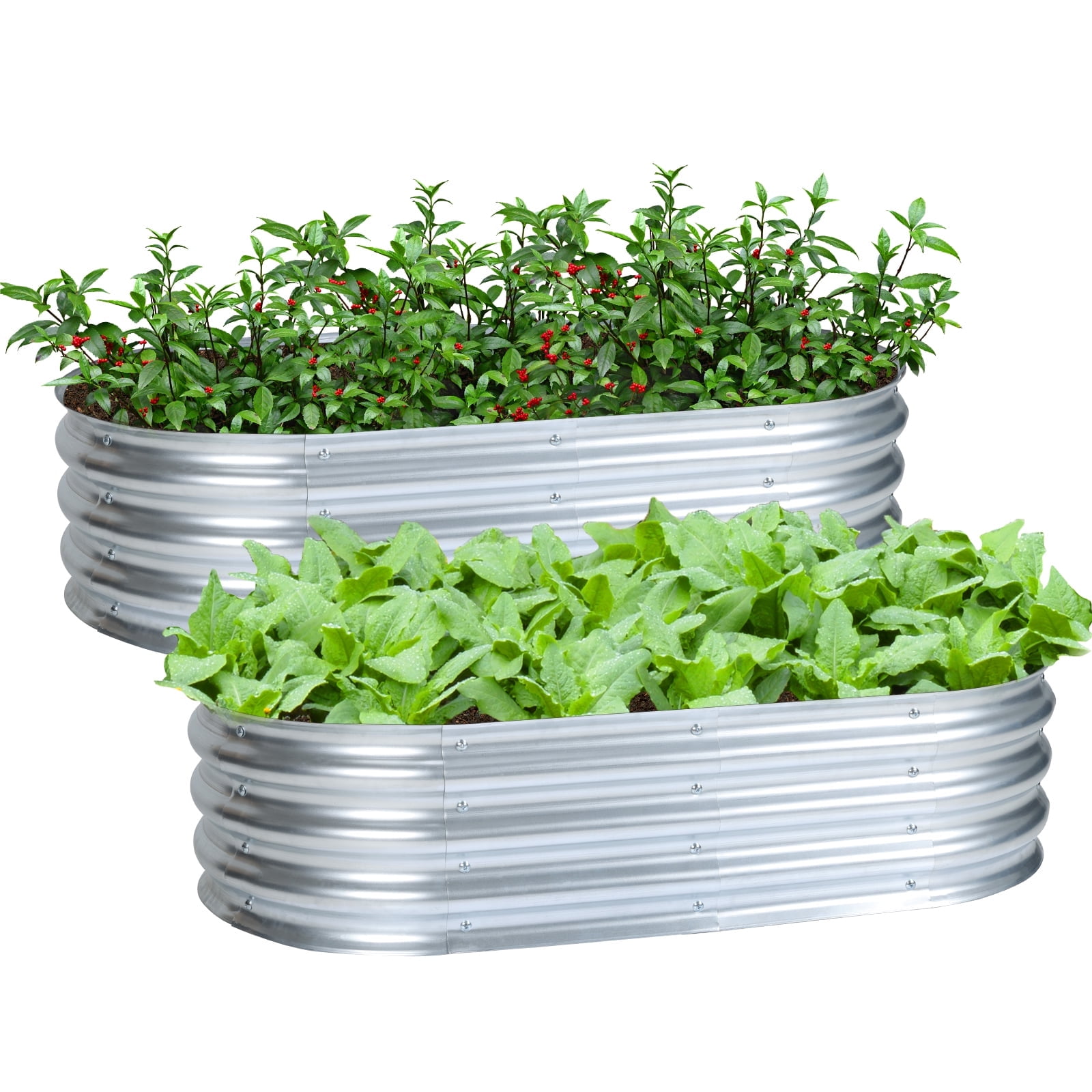 Aoodor 2Pcs Galvanized Raised Garden Bed Kit, 4x2x1 ft Outdoor Garden ...