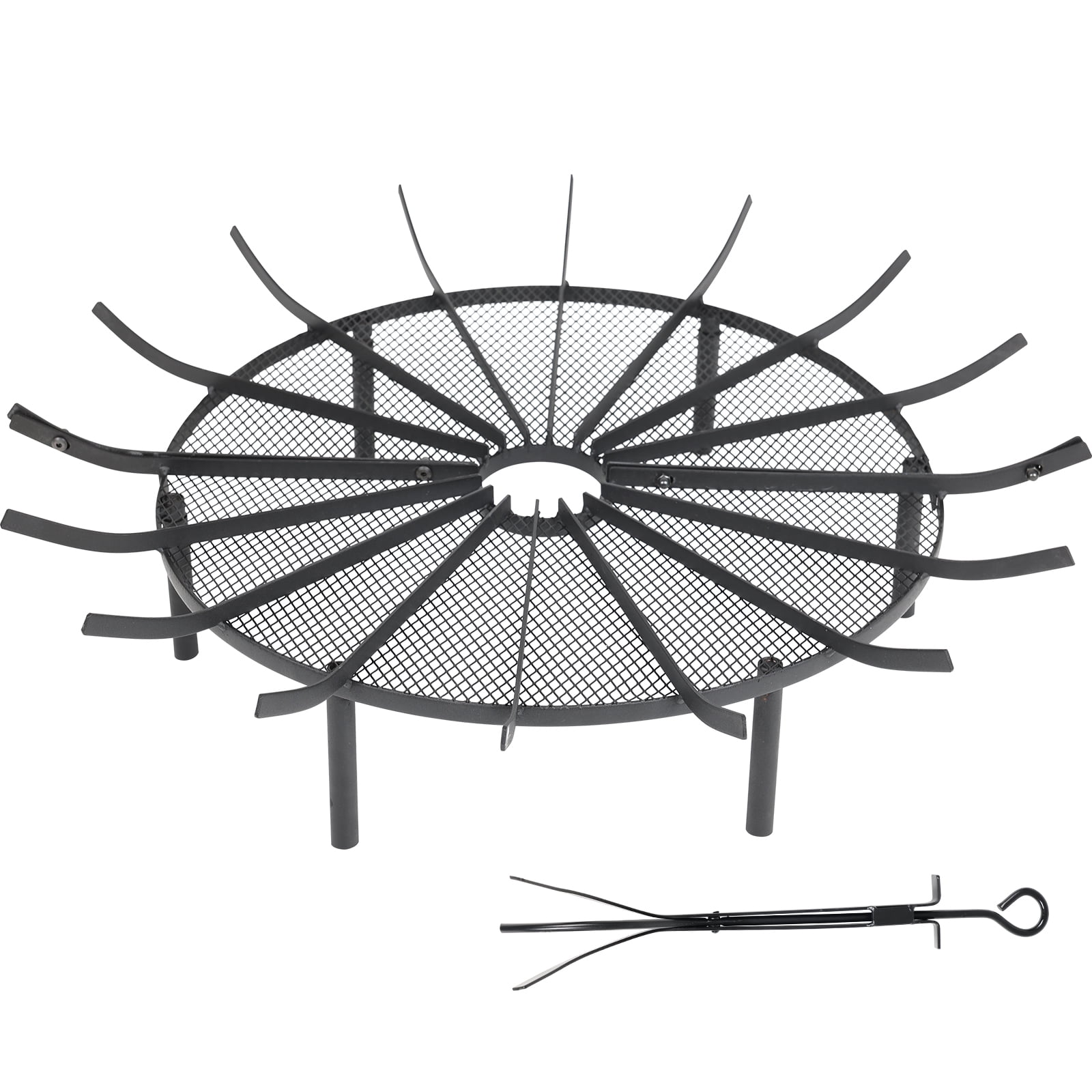 Aoodor 36'' Fire Grate Log Grate, Round Spider Wagon Wheel Firewood ...
