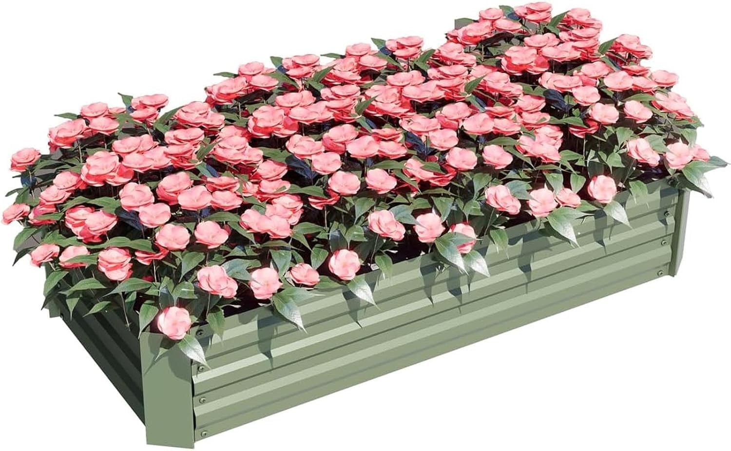 Aoodor 4 x 2 x 1 ft Outdoor Raised Garden Bed, Reinforced Galvanized ...