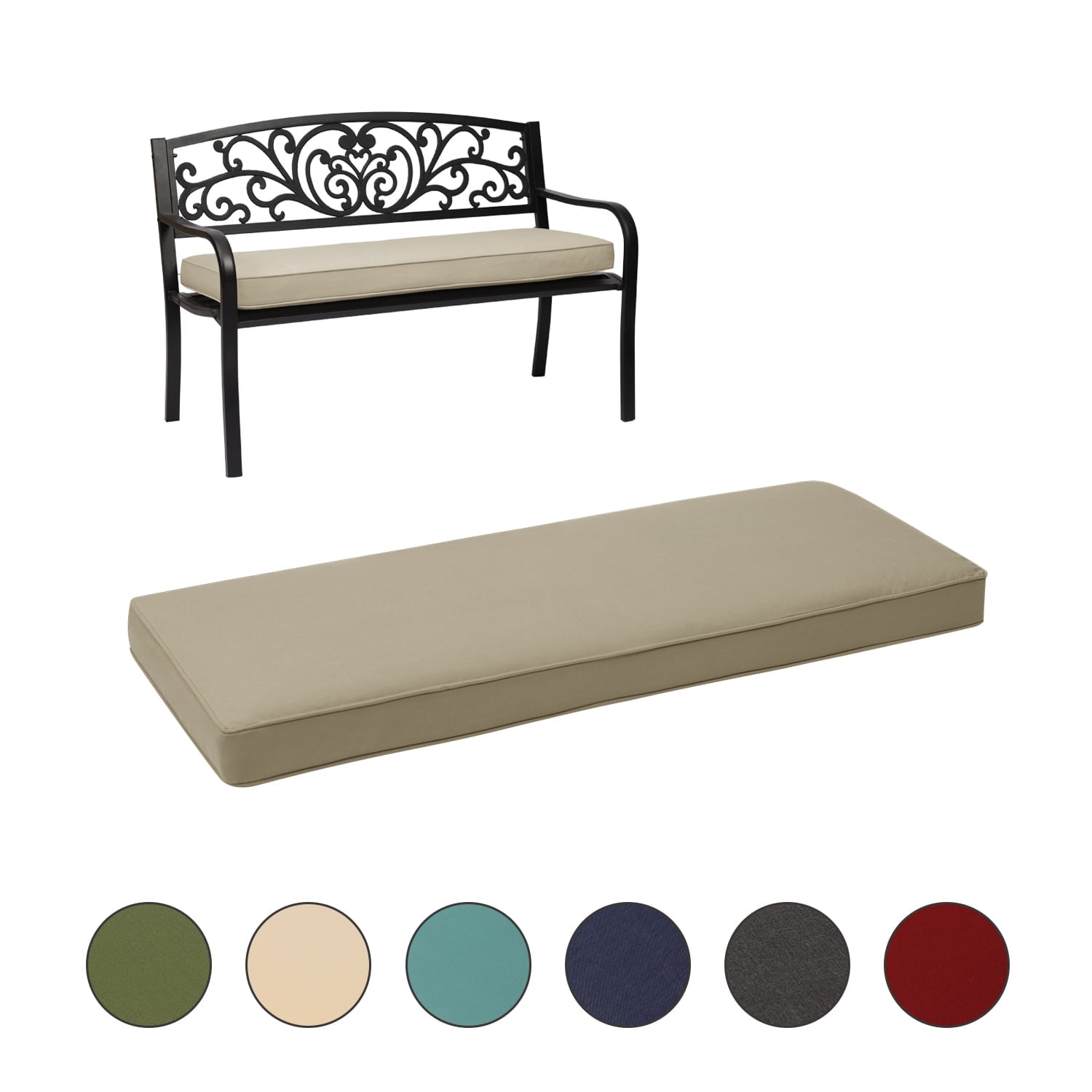 Aoodor Waterproof Outdoor Patio Furniture Bench Cushion 46.5'' x 17.7 ...