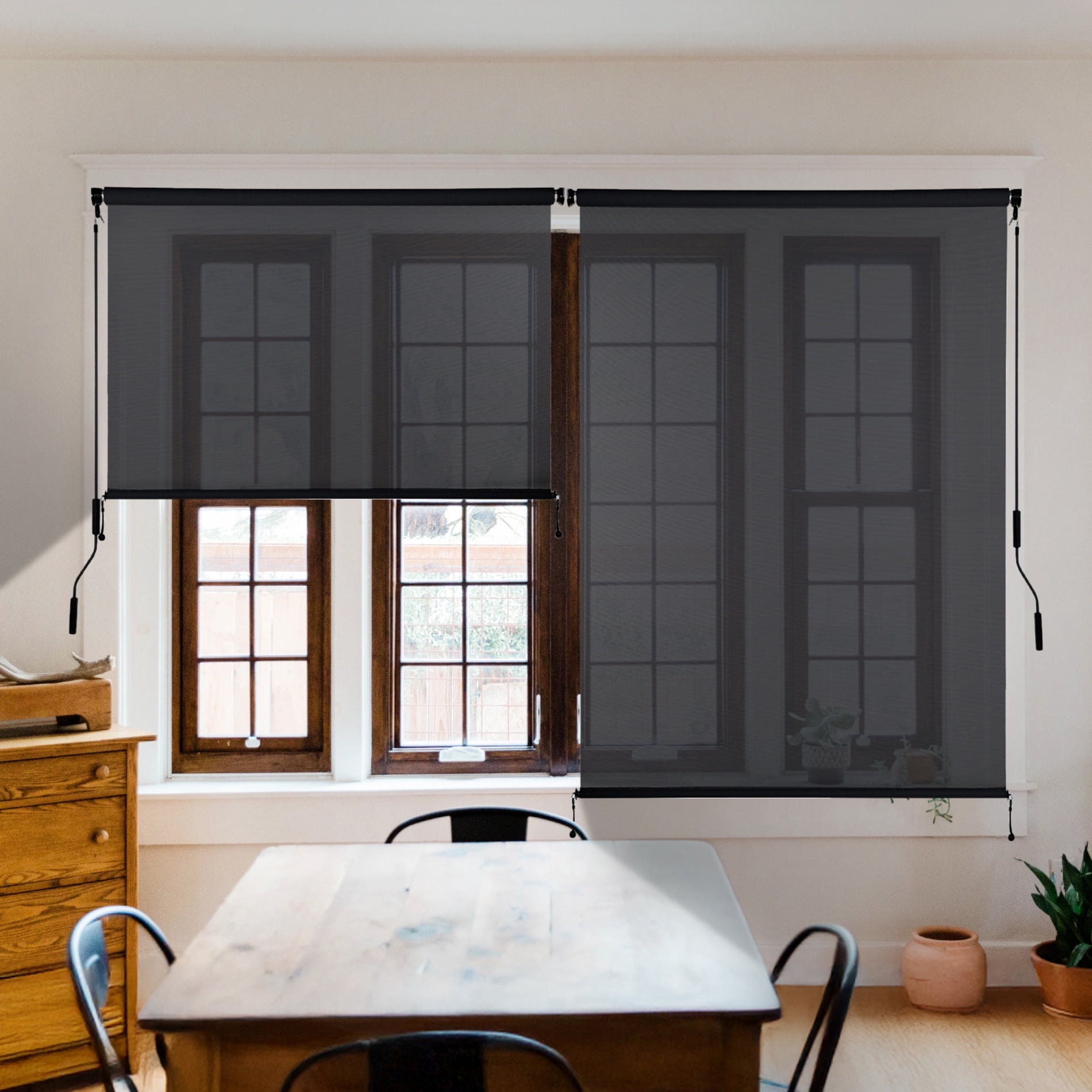 Aoodor Solar Fabric Outdoor Blinds, 5'W x 8'H, 5% Openness - Superior ...