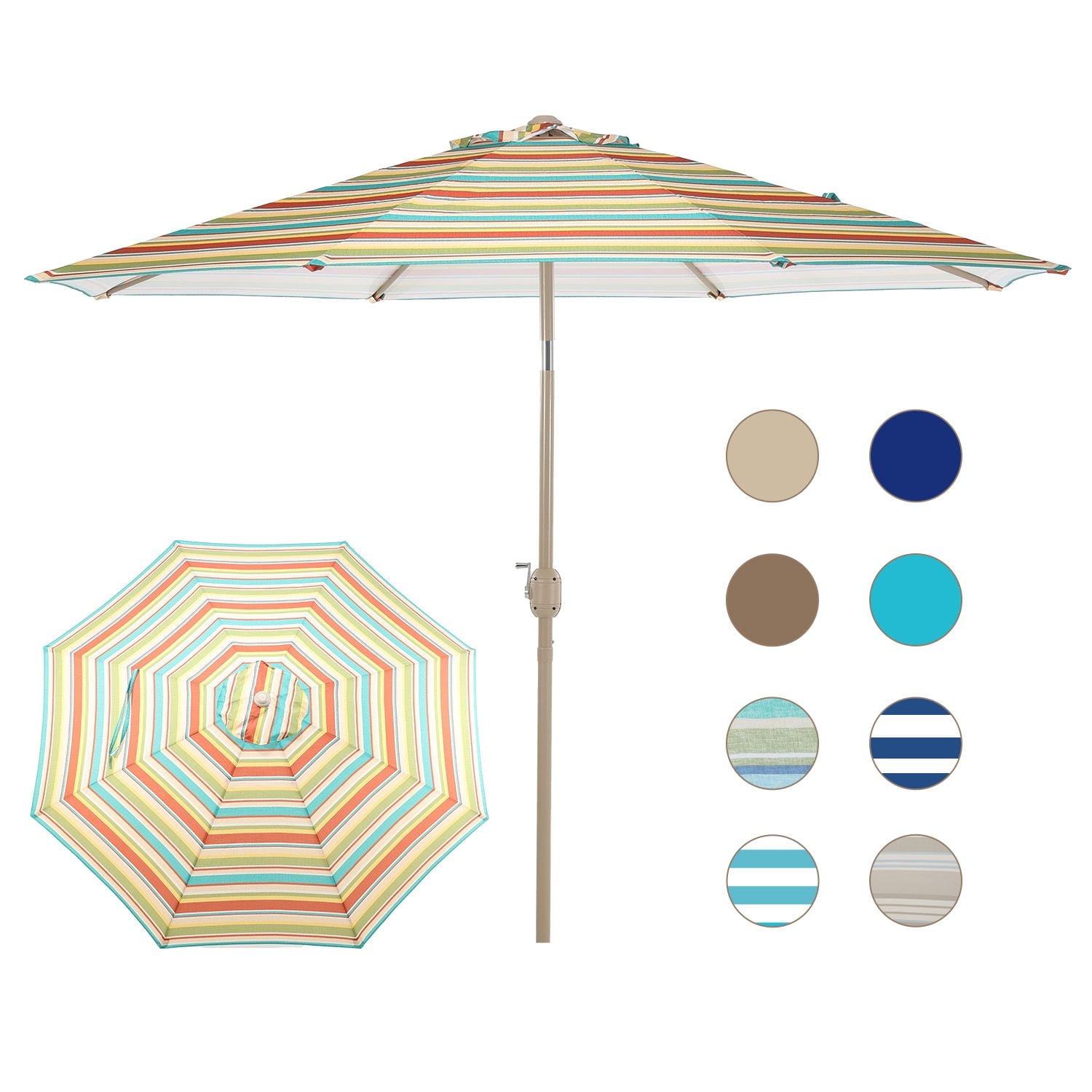 Aoodor 9FT Patio Market Umbrella, Aluminum Frame, UV Protection, Tilt ...