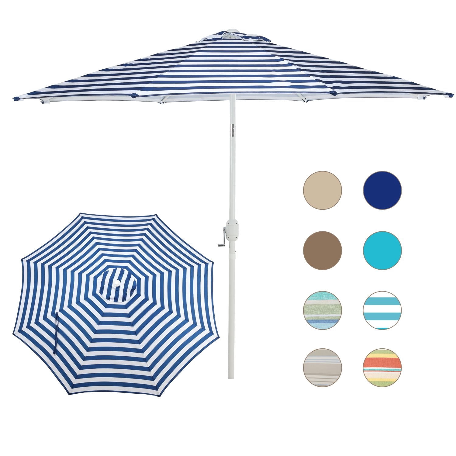 Aoodor 9FT UV-Protected Patio Umbrella, Aluminum Frame, Tilt Button, 8 ...