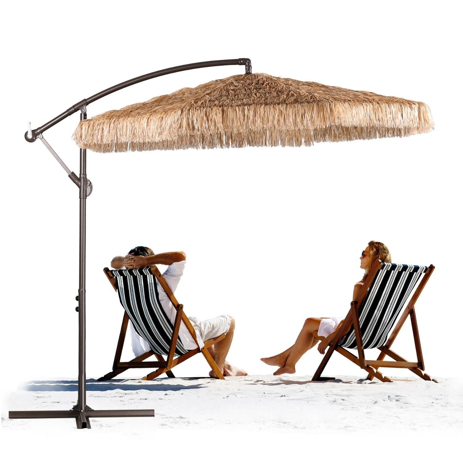 Aoodor Grand patio 9 FT Thatched Tiki Umbrella Outdoor Beach Pool Sun ...