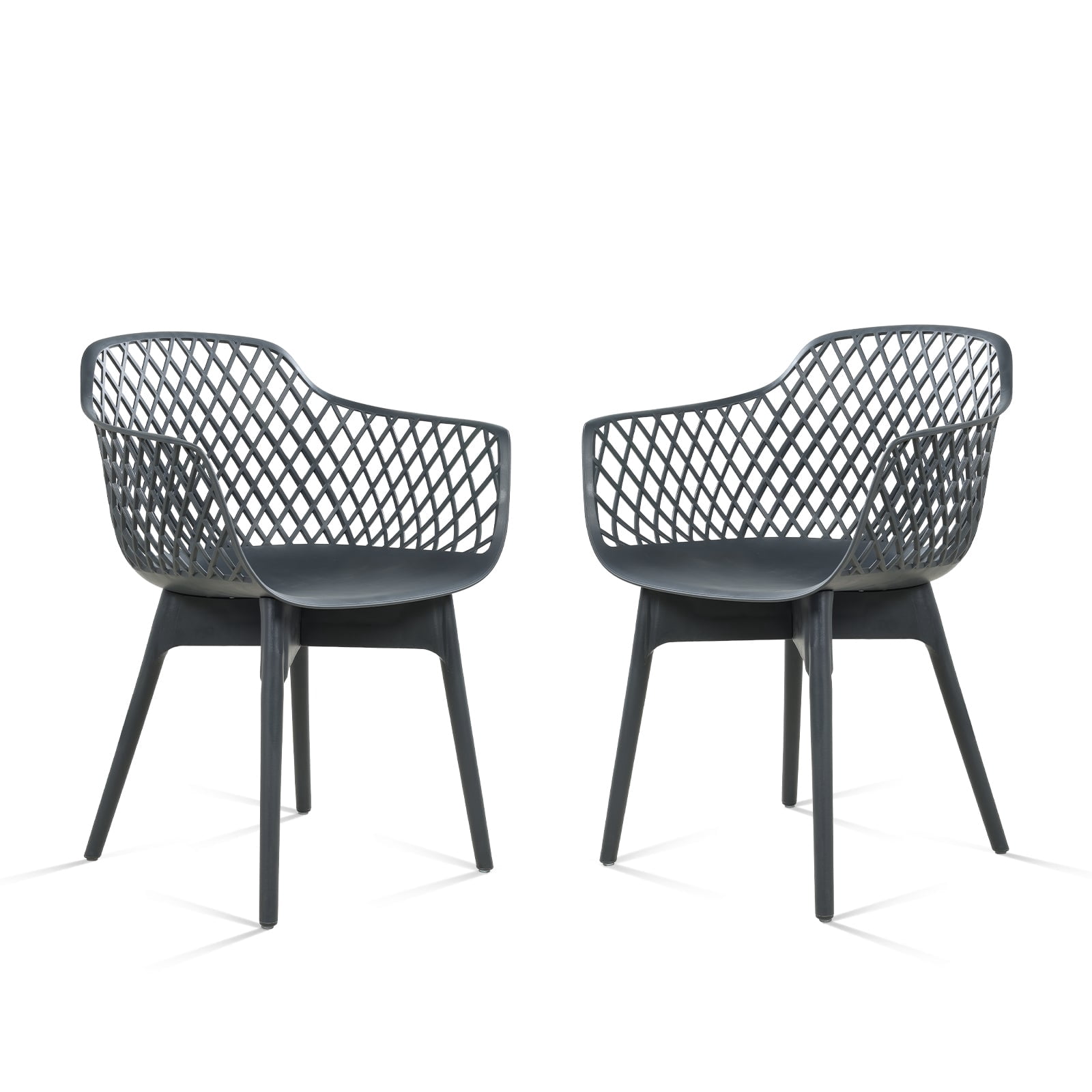 Aoodor Modern Dining Chairs Set of 2, Weather-Resistant Plastic Cafe ...