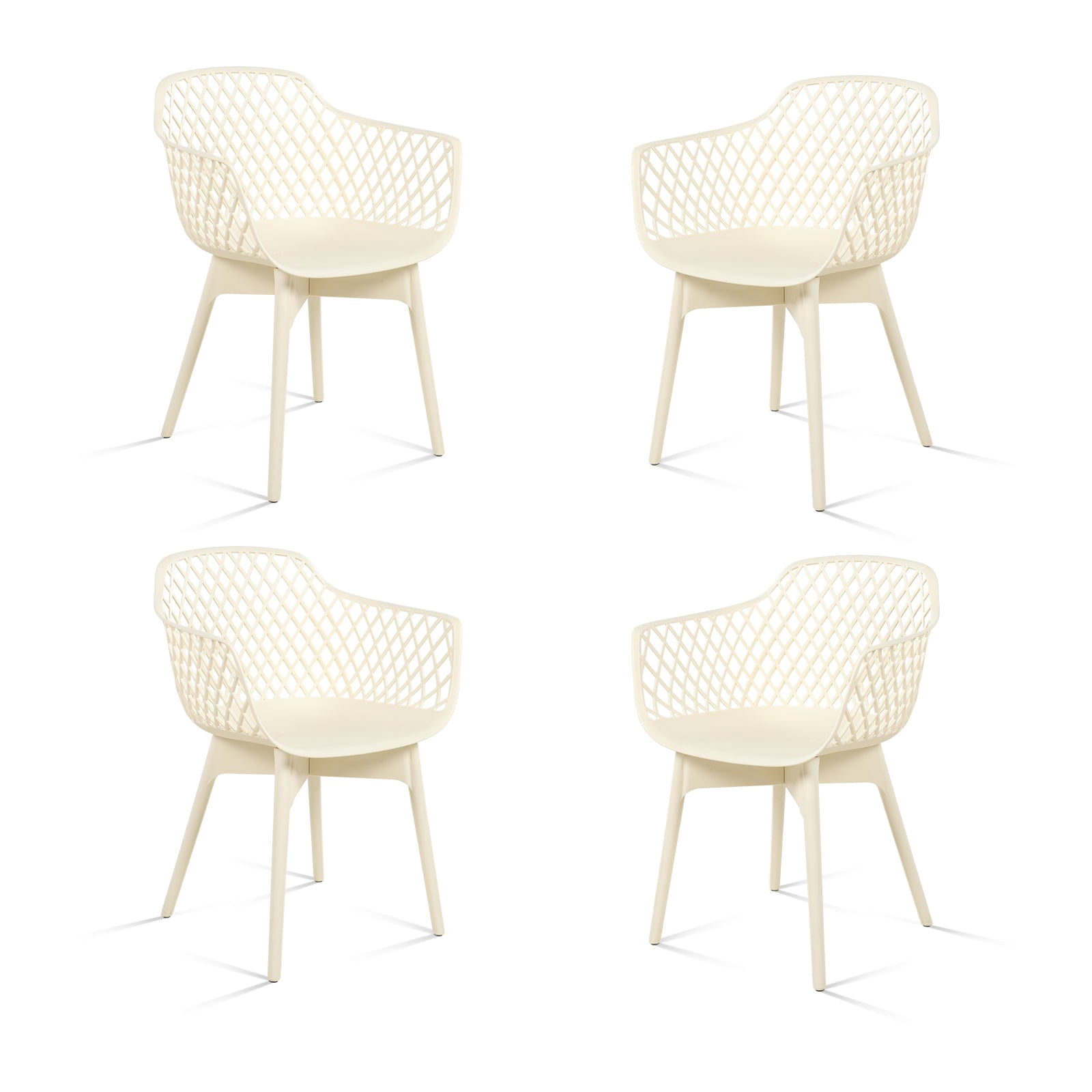 Aoodor Modern Dining Chairs Set of 4, Weather-Resistant Plastic Cafe ...