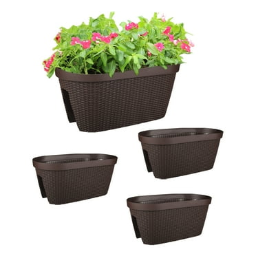 Metal Rail Planters, Hanging Railing Stand, Black Flower Pot Basket ...