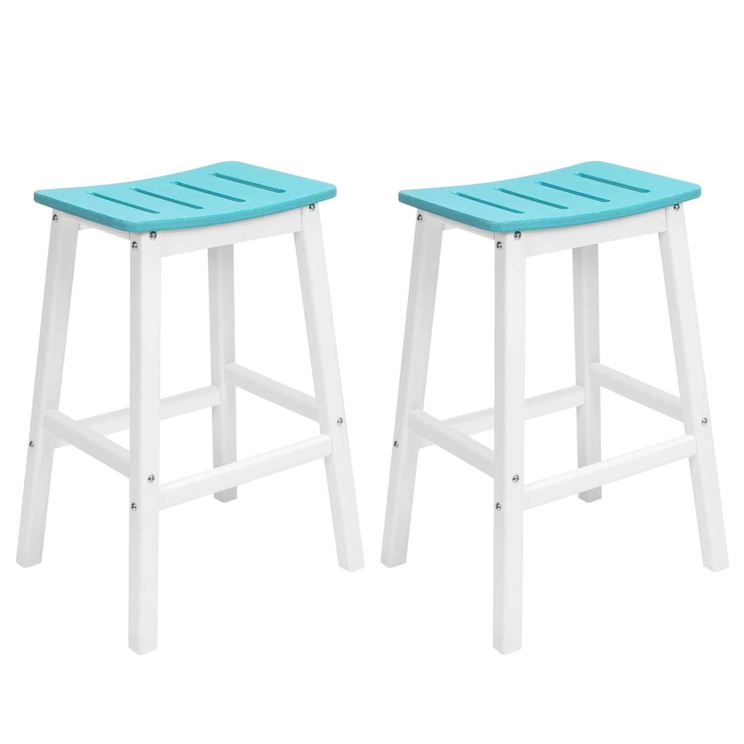 Aoodor Outdoor Bar Stools Set of 2, 28 Inch HDPE Patio Bar Height ...
