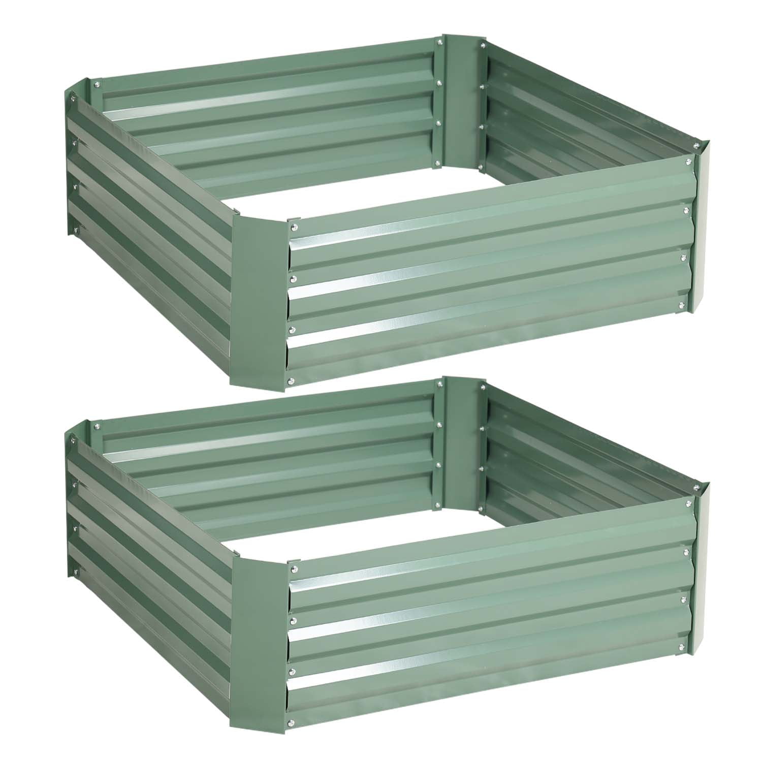 Aoodor Outdoor Raised Garden Bed 3' x 3' x 1' Galvanized Steel Planter ...