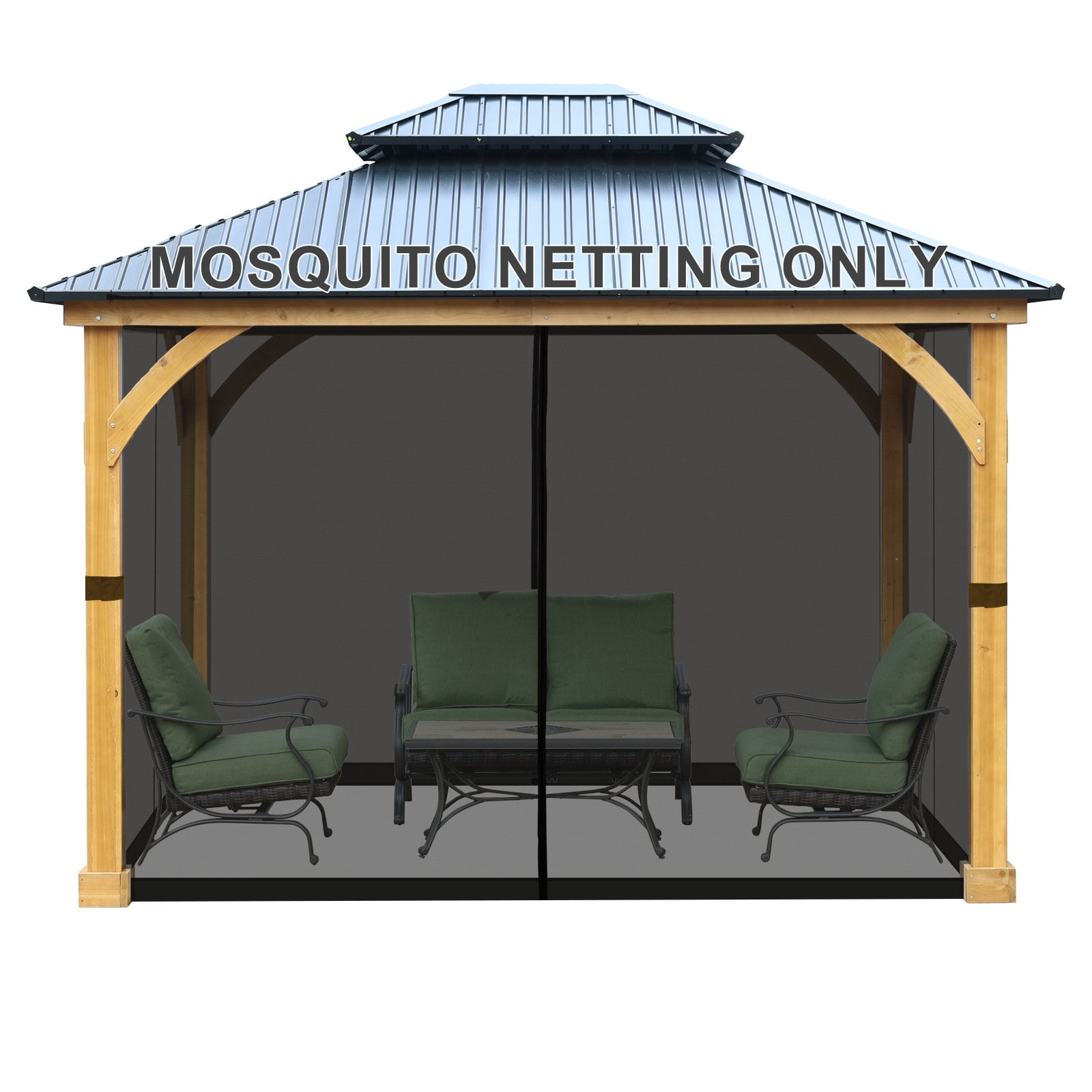 Aoodor Universal 10 x 12 ft. Gazebo Replacement Mosquito Netting Screen ...