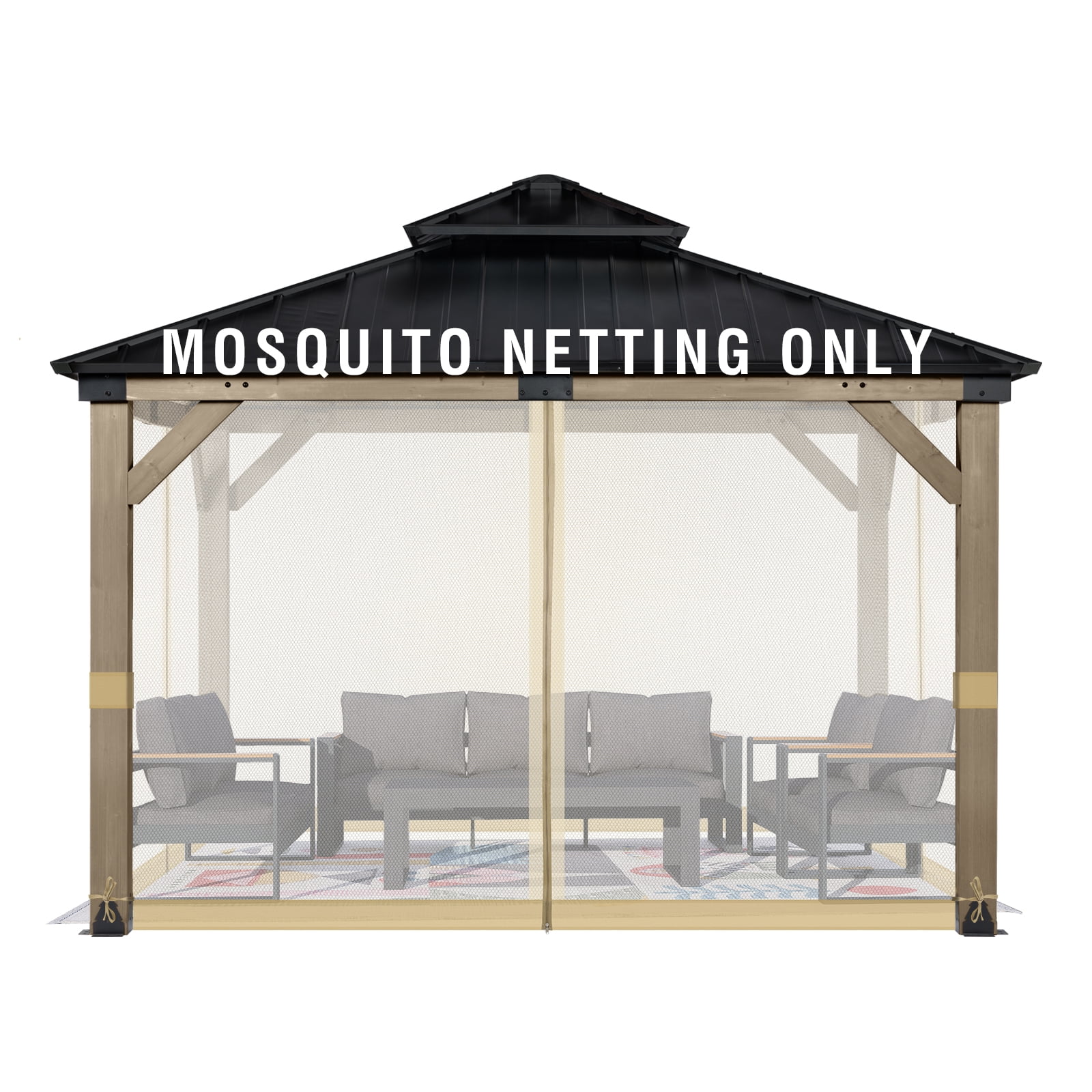 Aoodor Universal 10 x 10 ft. Gazebo Replacement Mosquito Netting Screen ...