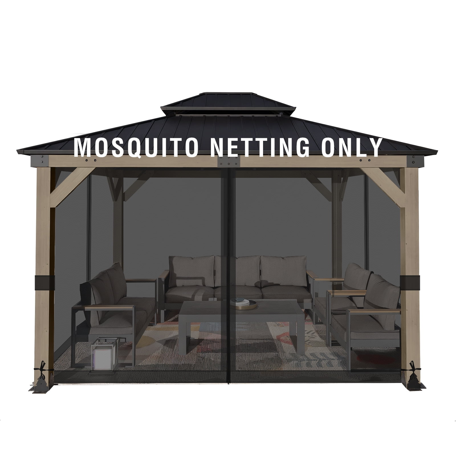 Aoodor Universal 12 x 14 ft. Gazebo Replacement Mosquito Netting Screen ...